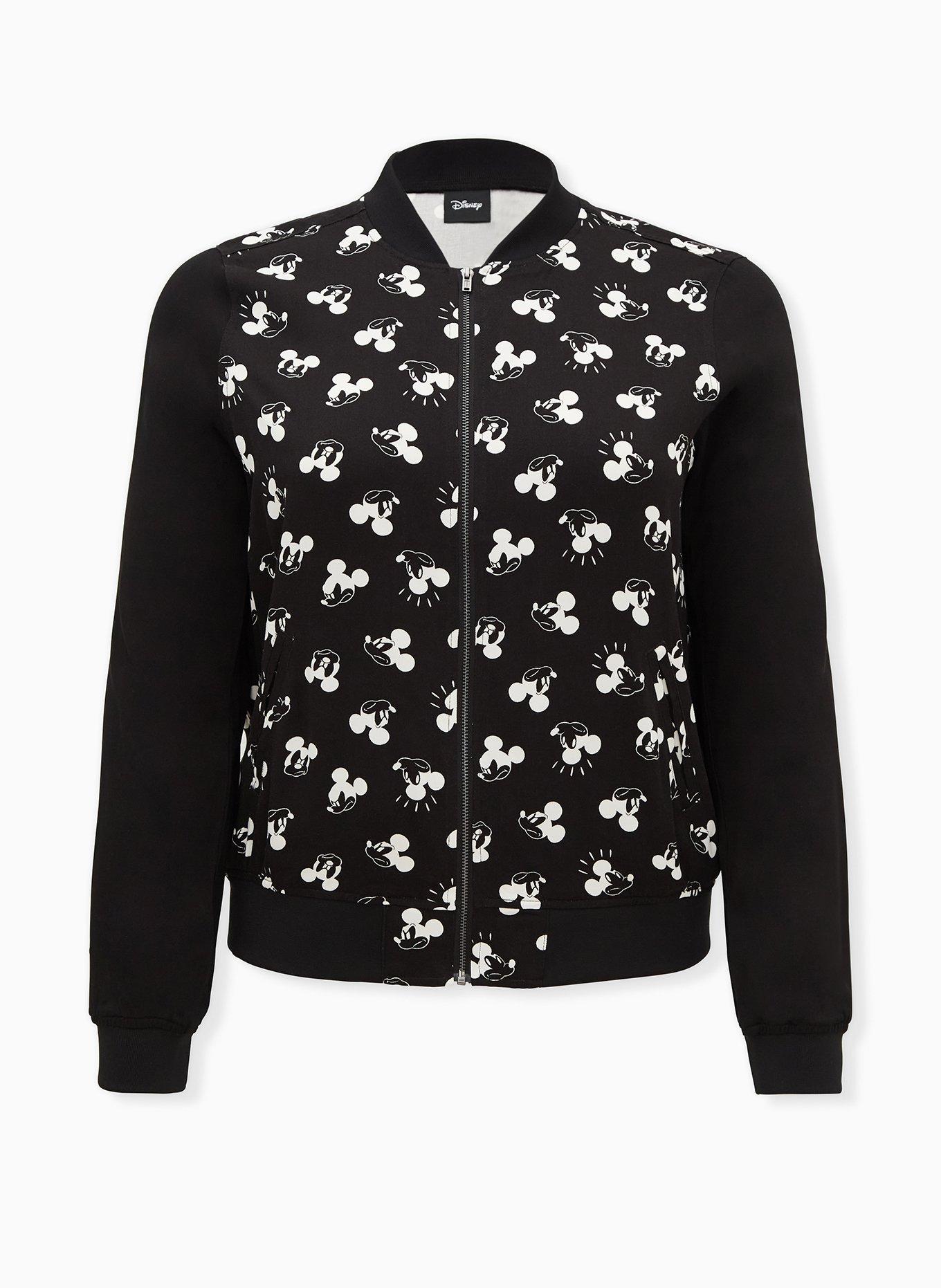 Plus Size - Disney Mickey Mouse Black Twill Bomber Jacket - Torrid