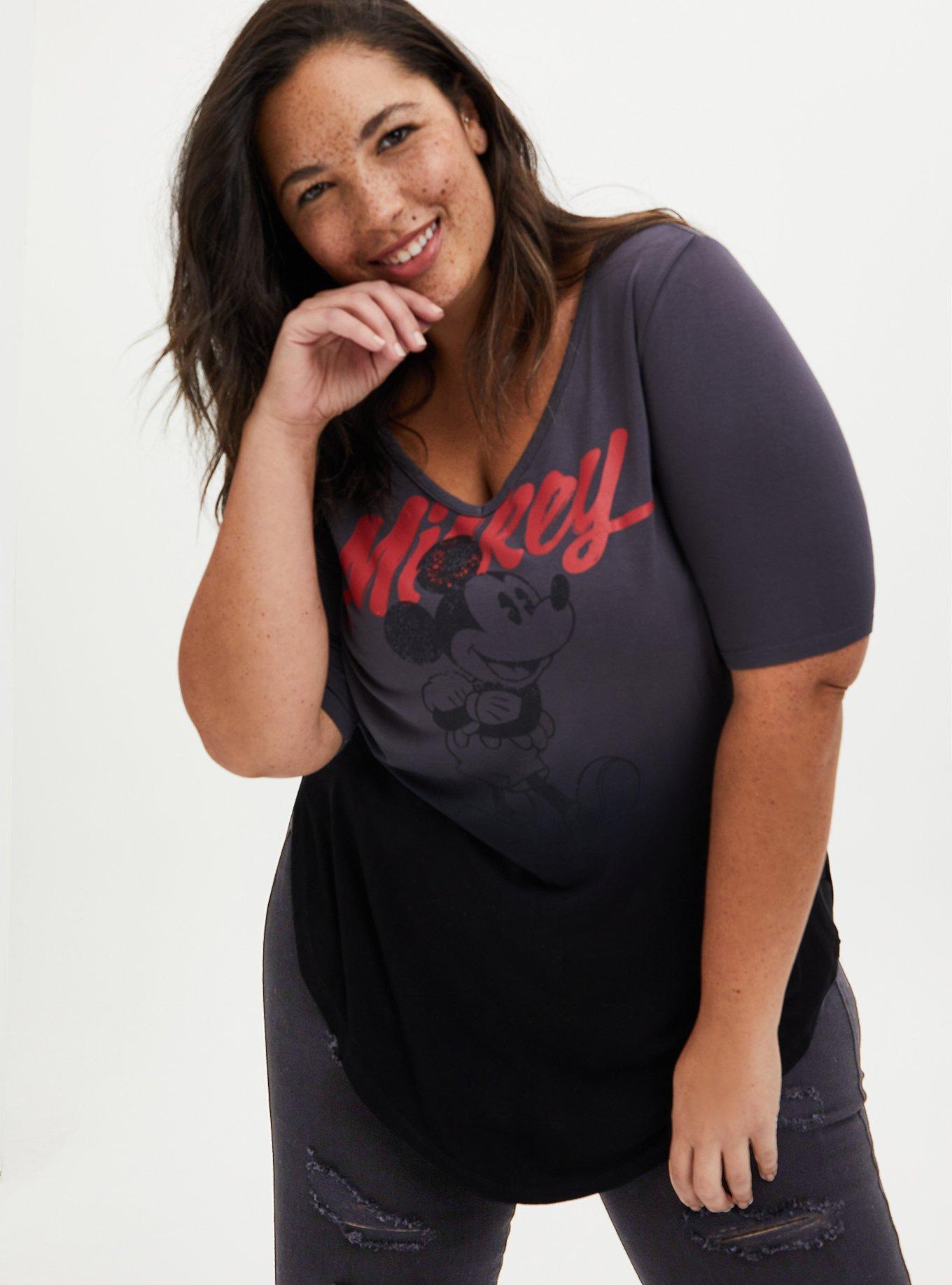 Plus Size - Disney Mickey Dip-Dye Dark Slate Grey Graphic Top - Torrid