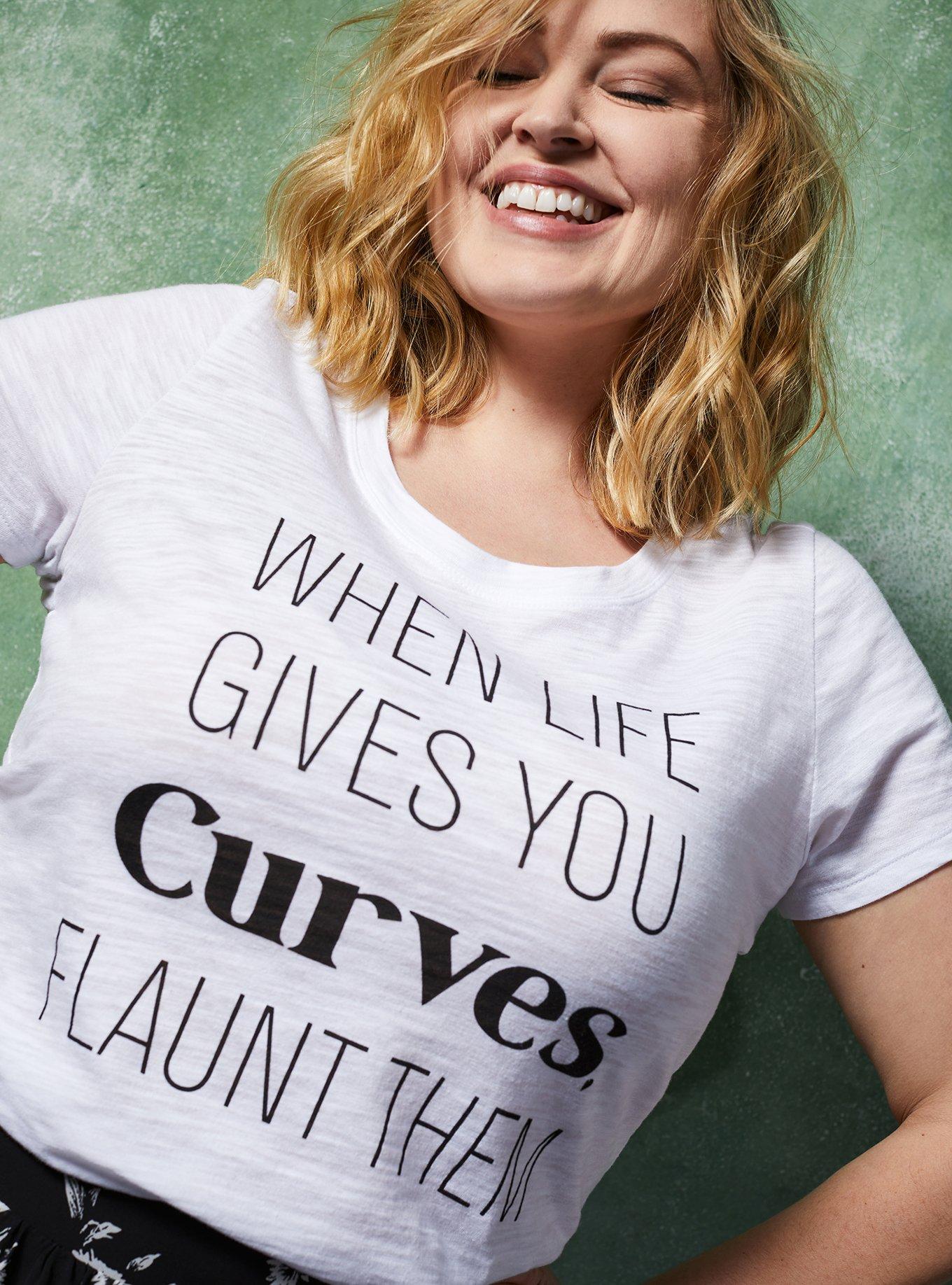 Plus Size - When Life Gives You Curves Slim Fit Crew Tee - Slub White ...