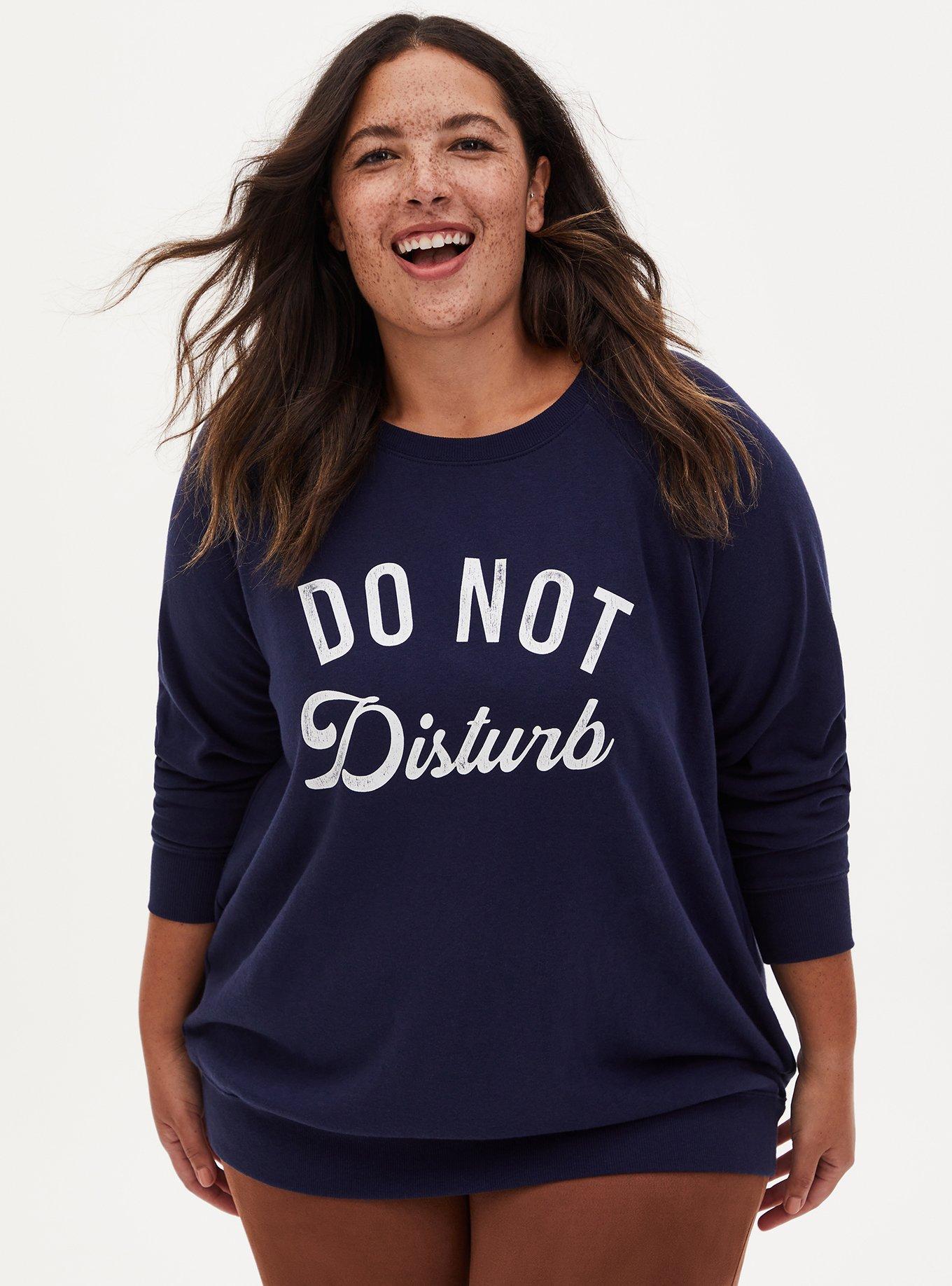 Plus Size - Do Not Disturb Navy Raglan Sweatshirt - Torrid