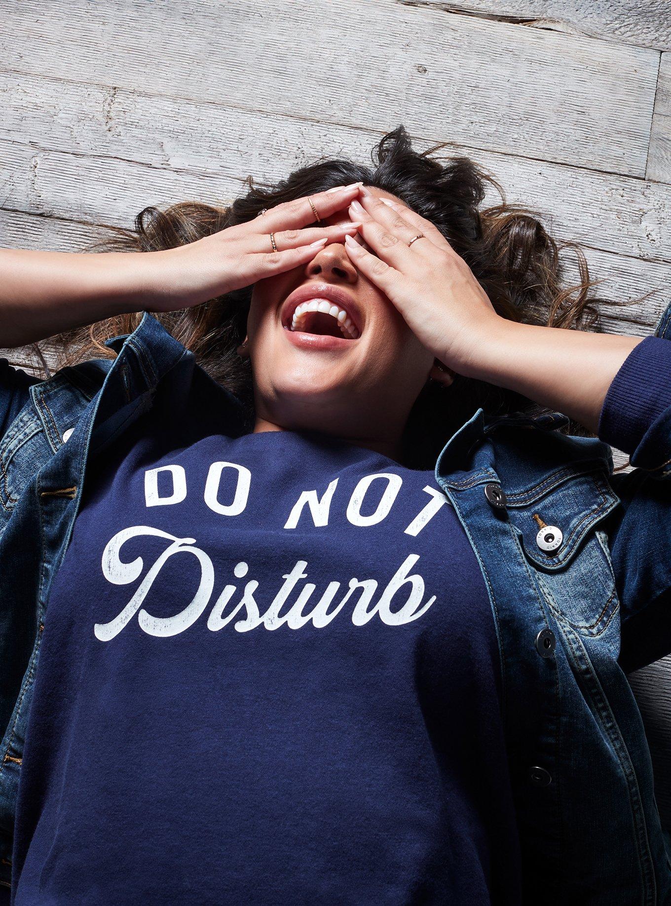 Plus Size - Do Not Disturb Navy Raglan Sweatshirt - Torrid