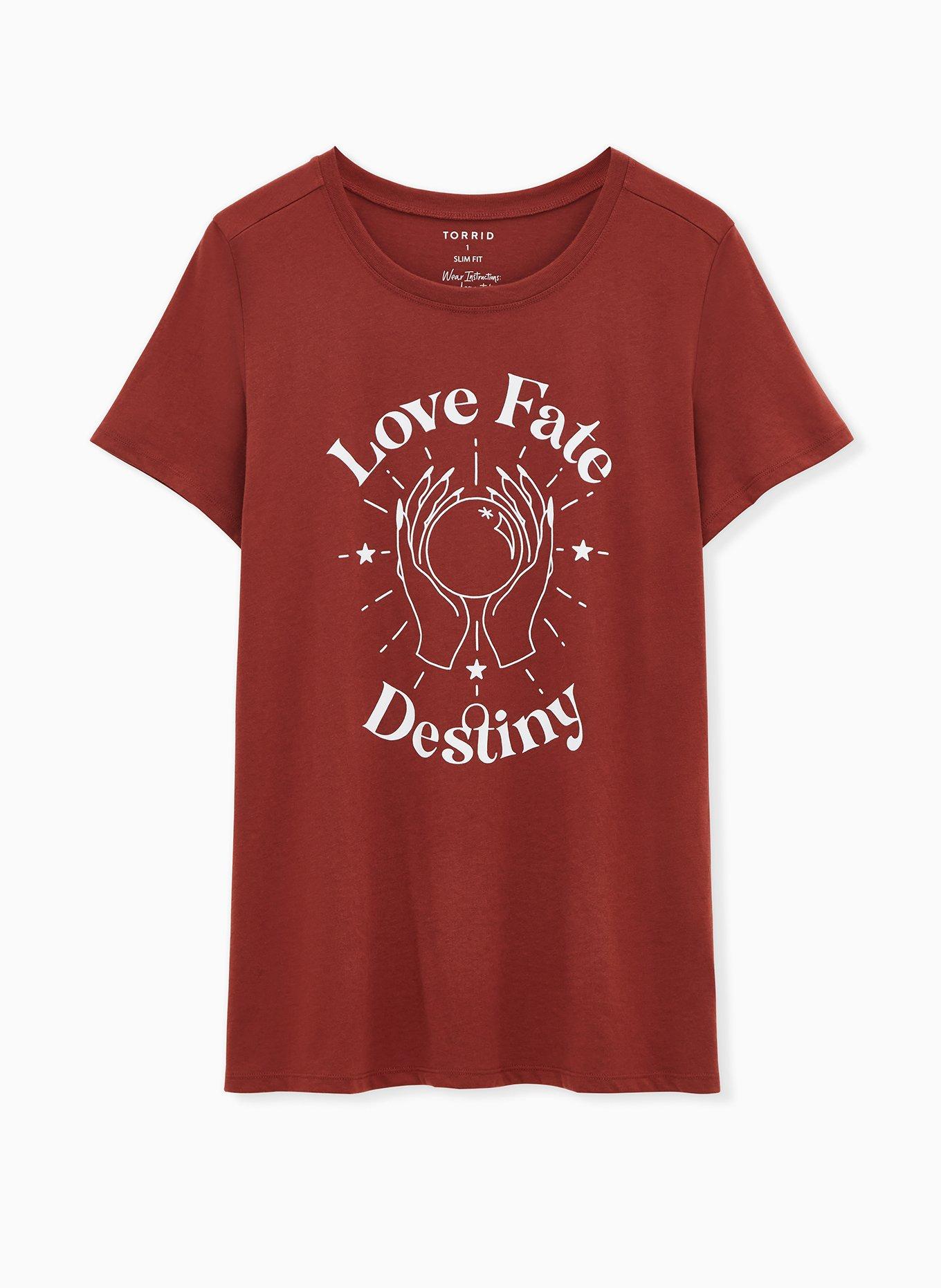 Plus Size - Love Fate Destiny Slim Fit Crew Tee - Brick Red - Torrid
