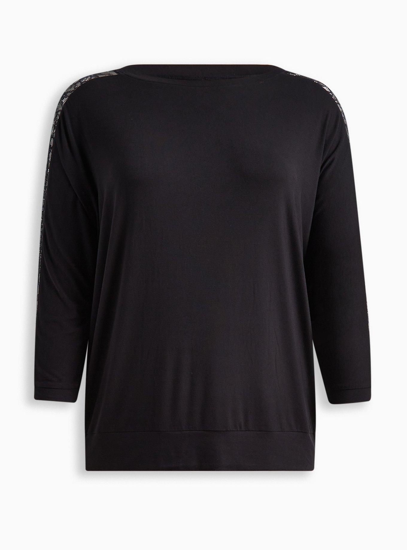 Plus Size - Super Soft Lace Inset Sleeve Dolman Top - Torrid