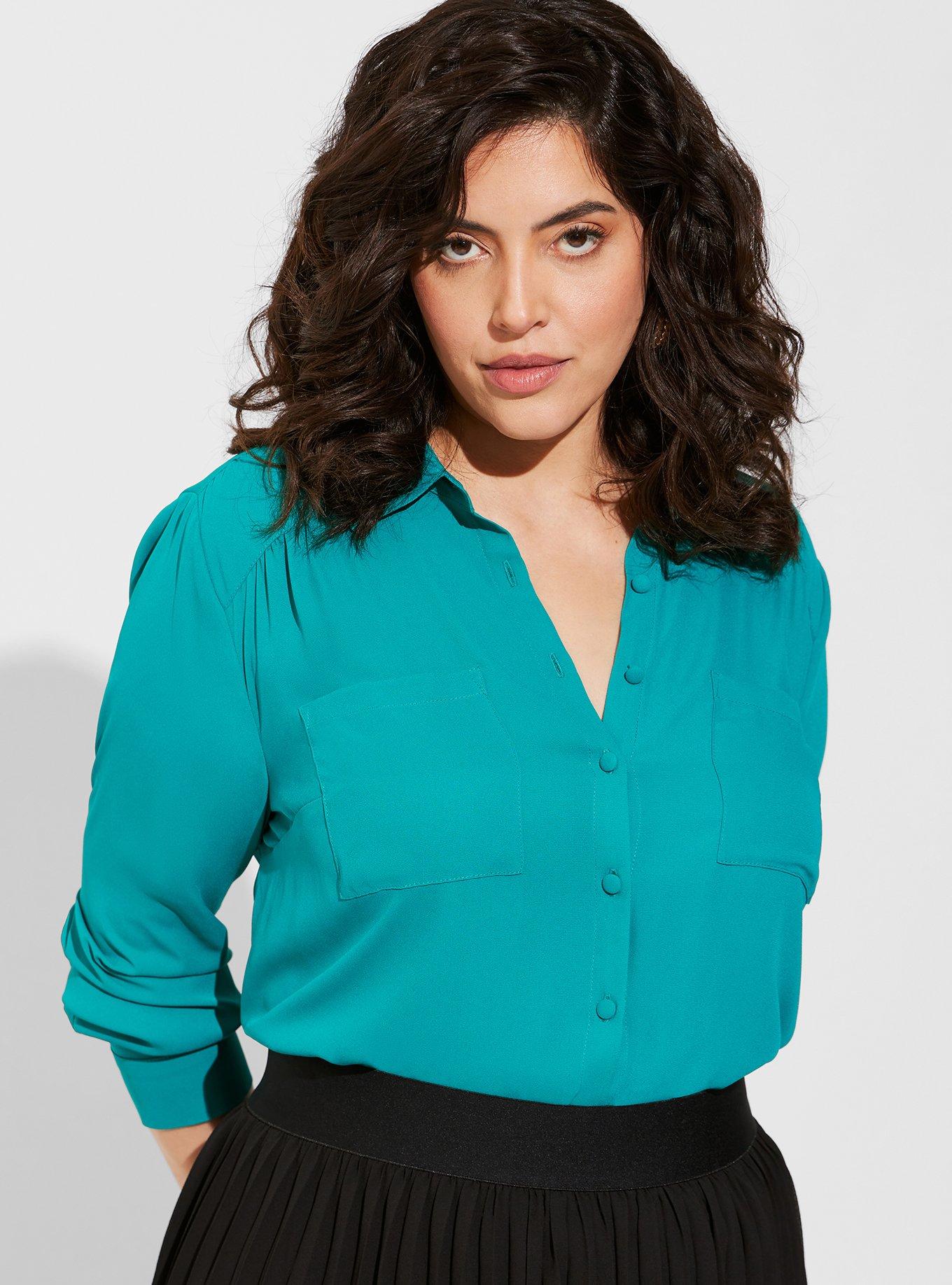 Plus Size - Madison Georgette Button-Up Long Sleeve Shirt - Torrid