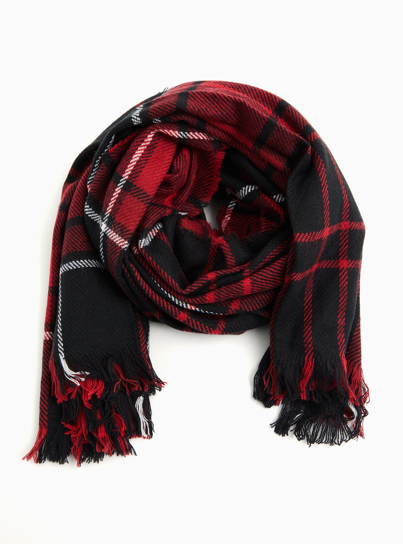 Plus Size - Red & Black Plaid Oblong Scarf - Torrid