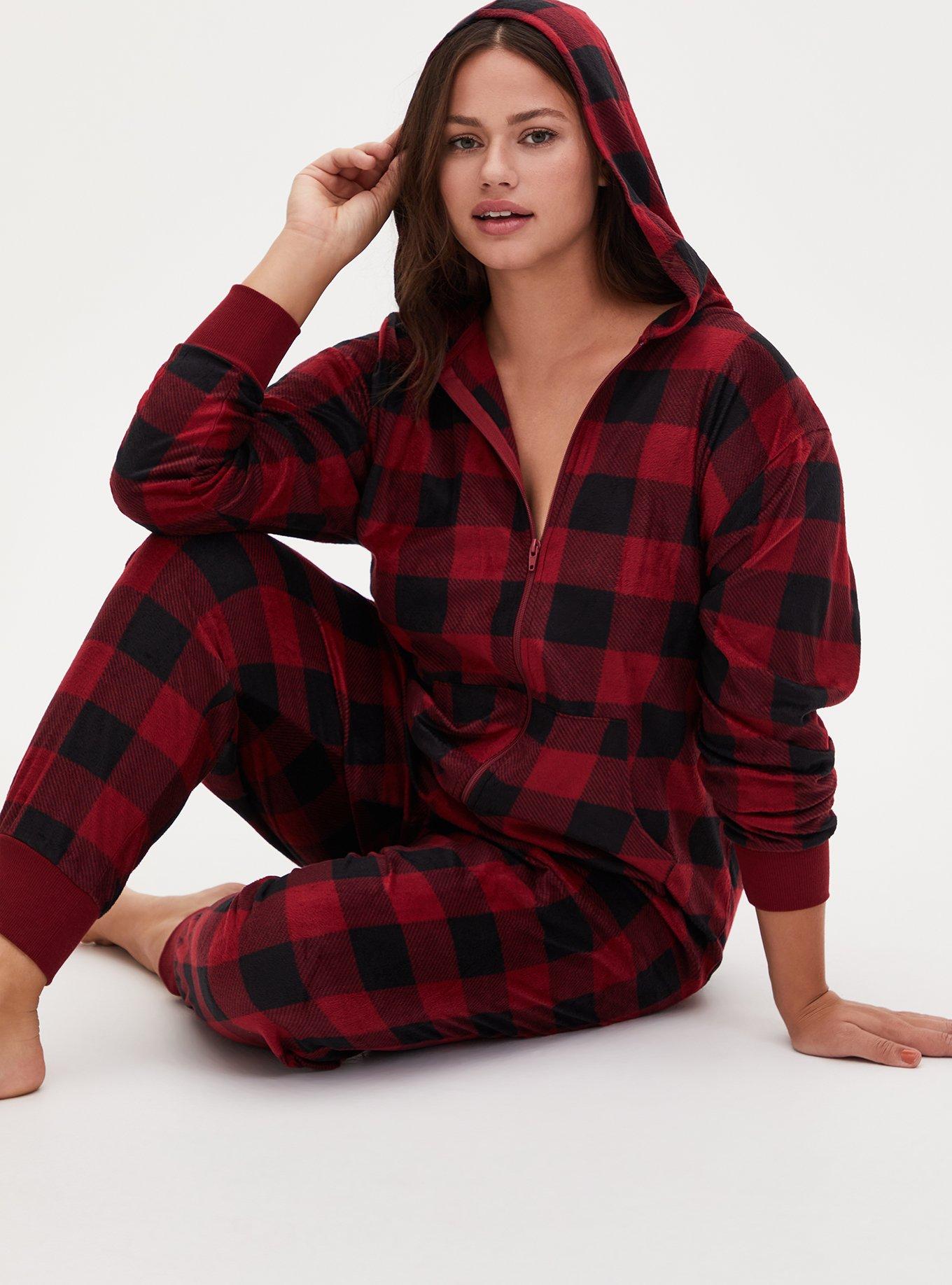 Plus Size - Fleece Hooded Back Flap Lounge Onesie - Torrid