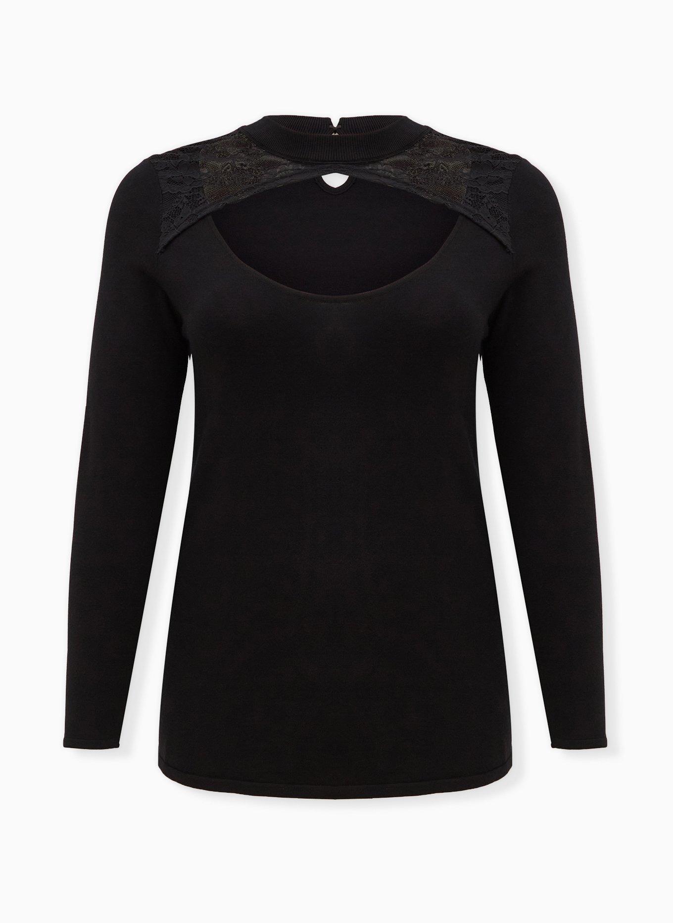 Plus Size - Pullover Lace Keyhole Sweater - Torrid