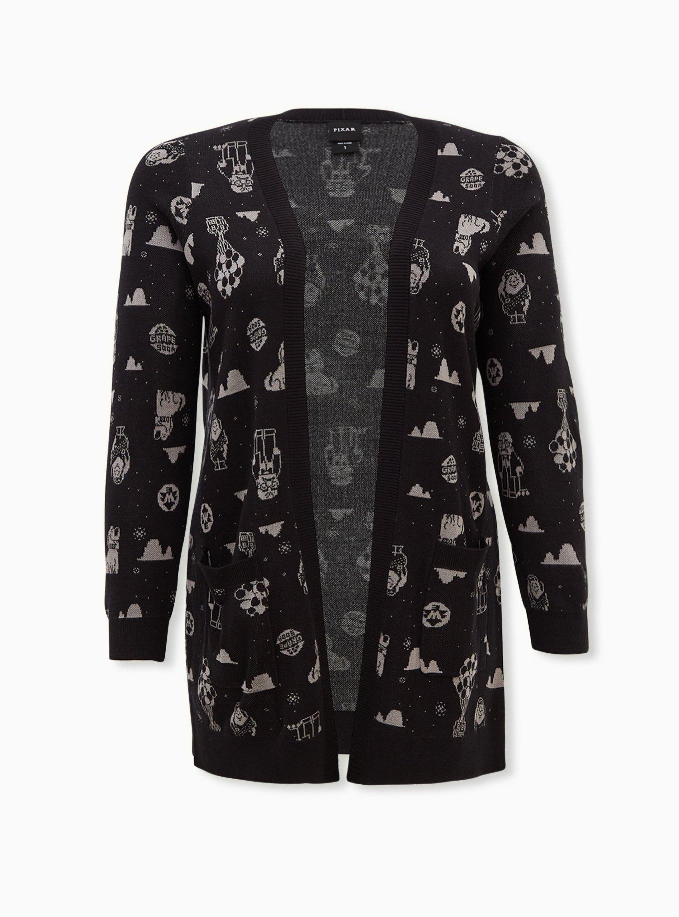Plus Size - Cardigan - Jacquard Disney Pixar Up Characters Black & Grey ...