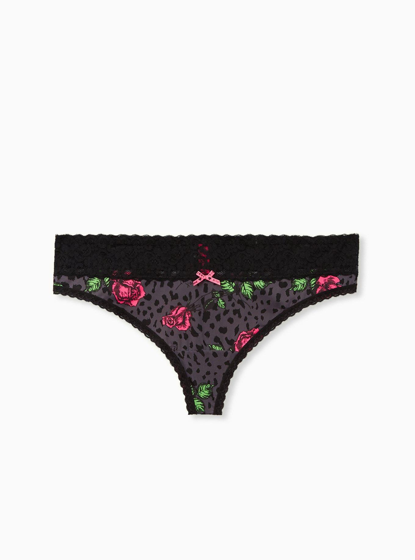 Plus Size - Betsey Johnson Grey Leopard Floral Second Skin Thong Panty ...