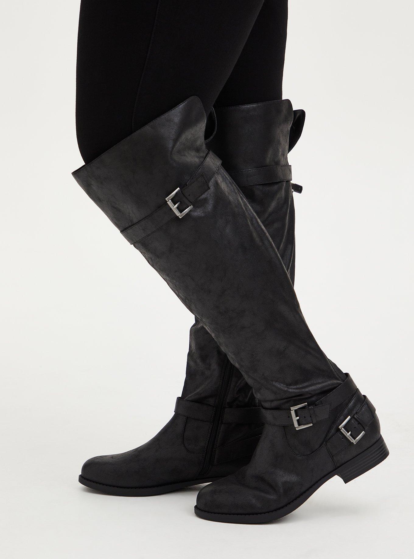 Plus Size - Black Oiled Faux Suede Over-The-Knee Boot (WW) - Torrid
