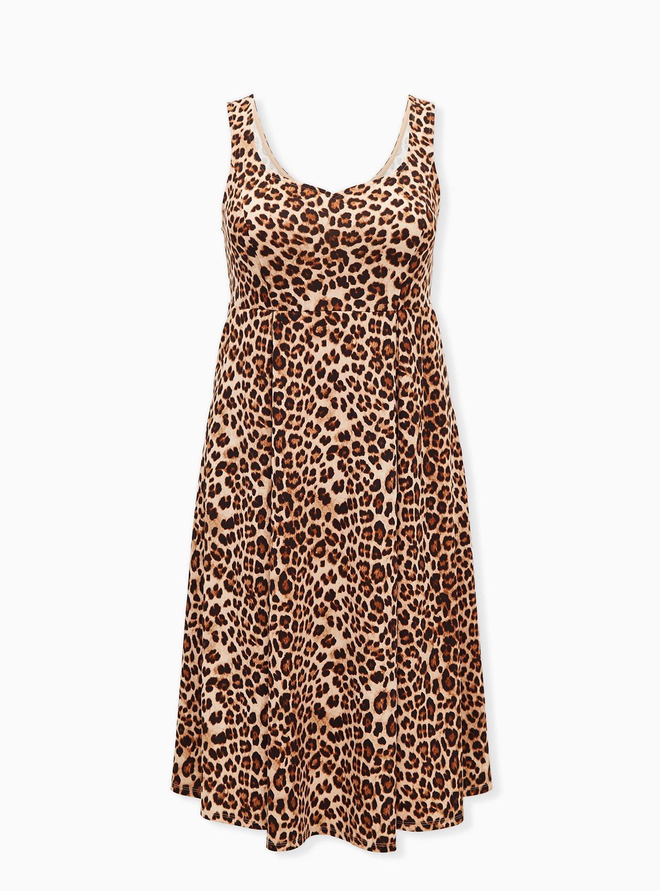 Plus Size - Leopard Sweetheart Skater Midi Dress - Torrid