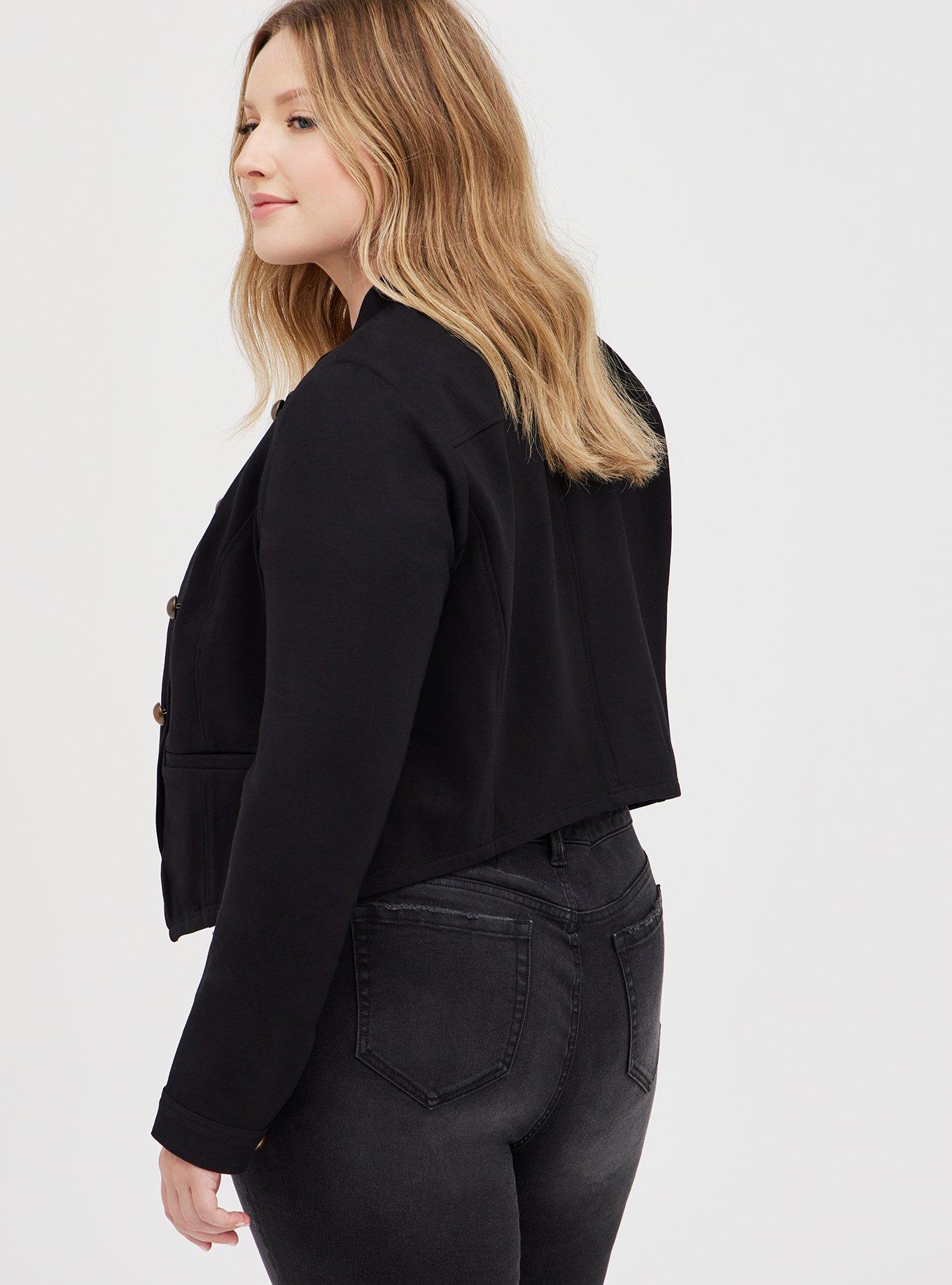 Plus Size - Military Jacket - Luxe Ponte Black - Torrid