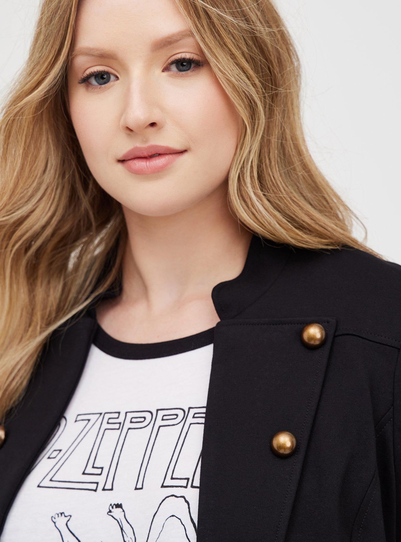 Plus Size - Military Jacket - Luxe Ponte Black - Torrid