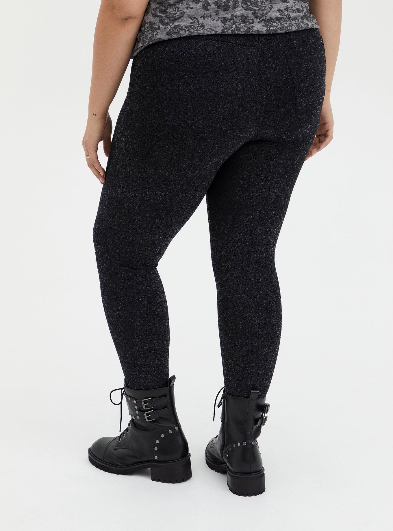 Plus Size - Bombshell Skinny Pant - Premium Ponte Shimmer Black - Torrid