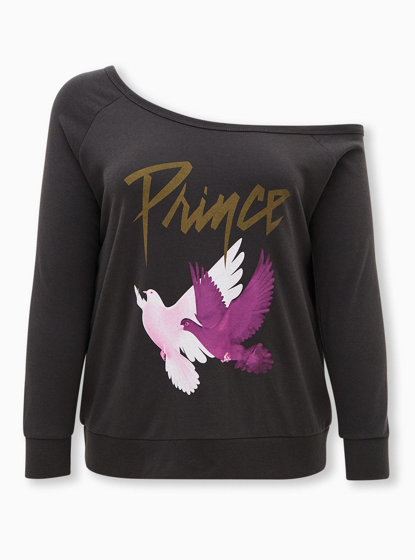 Plus Size - Prince Black Terry Off Shoulder Sweatshirt - Torrid