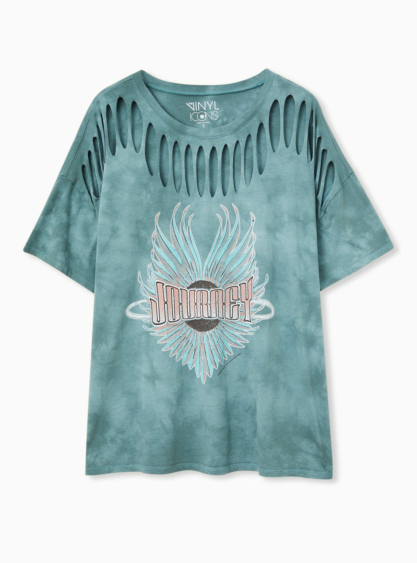 Plus Size - Journey Teal Tie-Dye Cotton Slashed Tee - Torrid