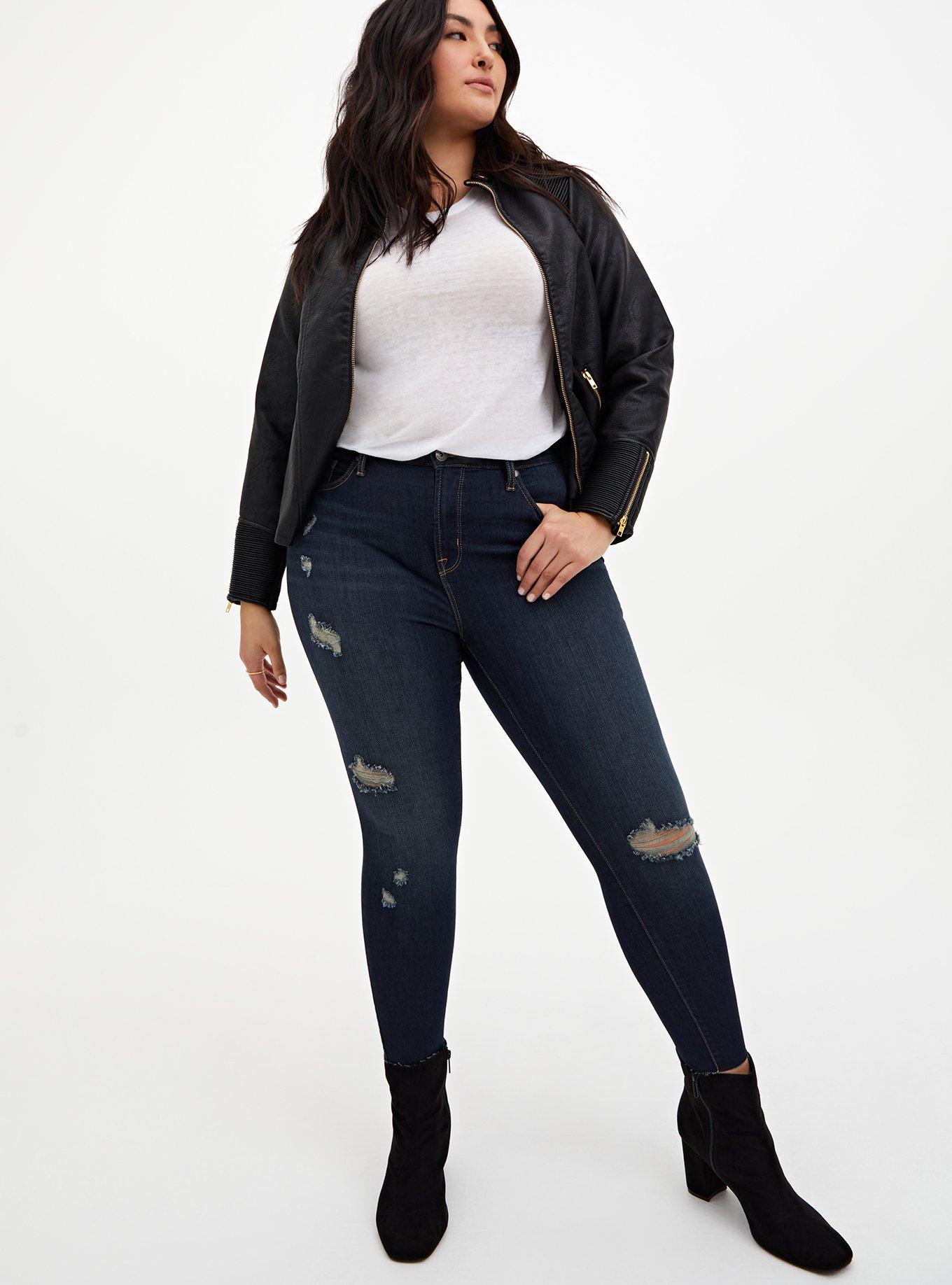 Plus Size - Black Faux Leather & Rib Moto Jacket - Torrid