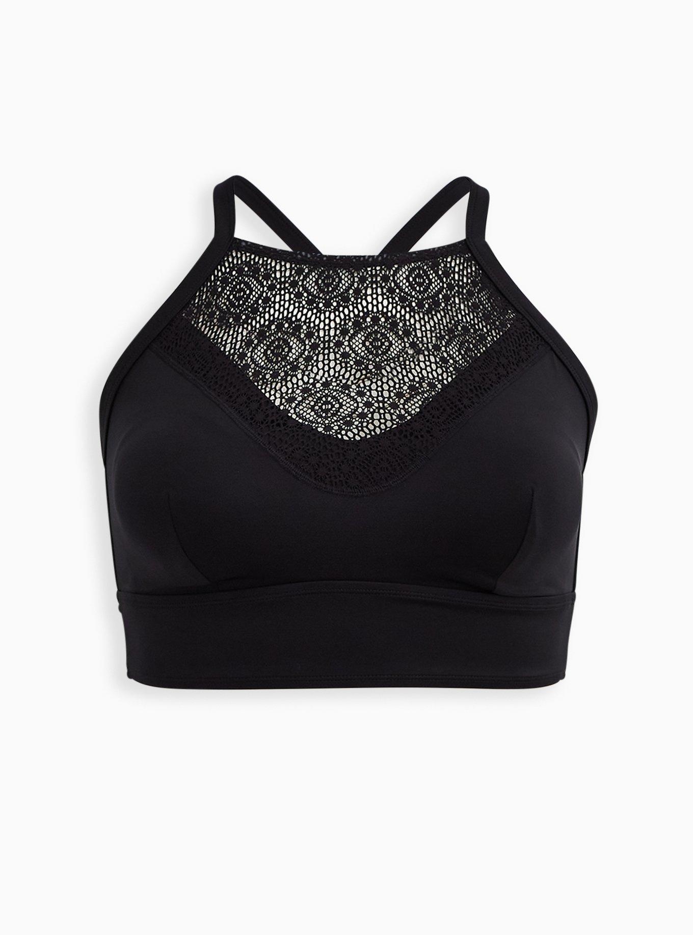 Plus Size - Black Crochet High-Neck Swim Top - Torrid