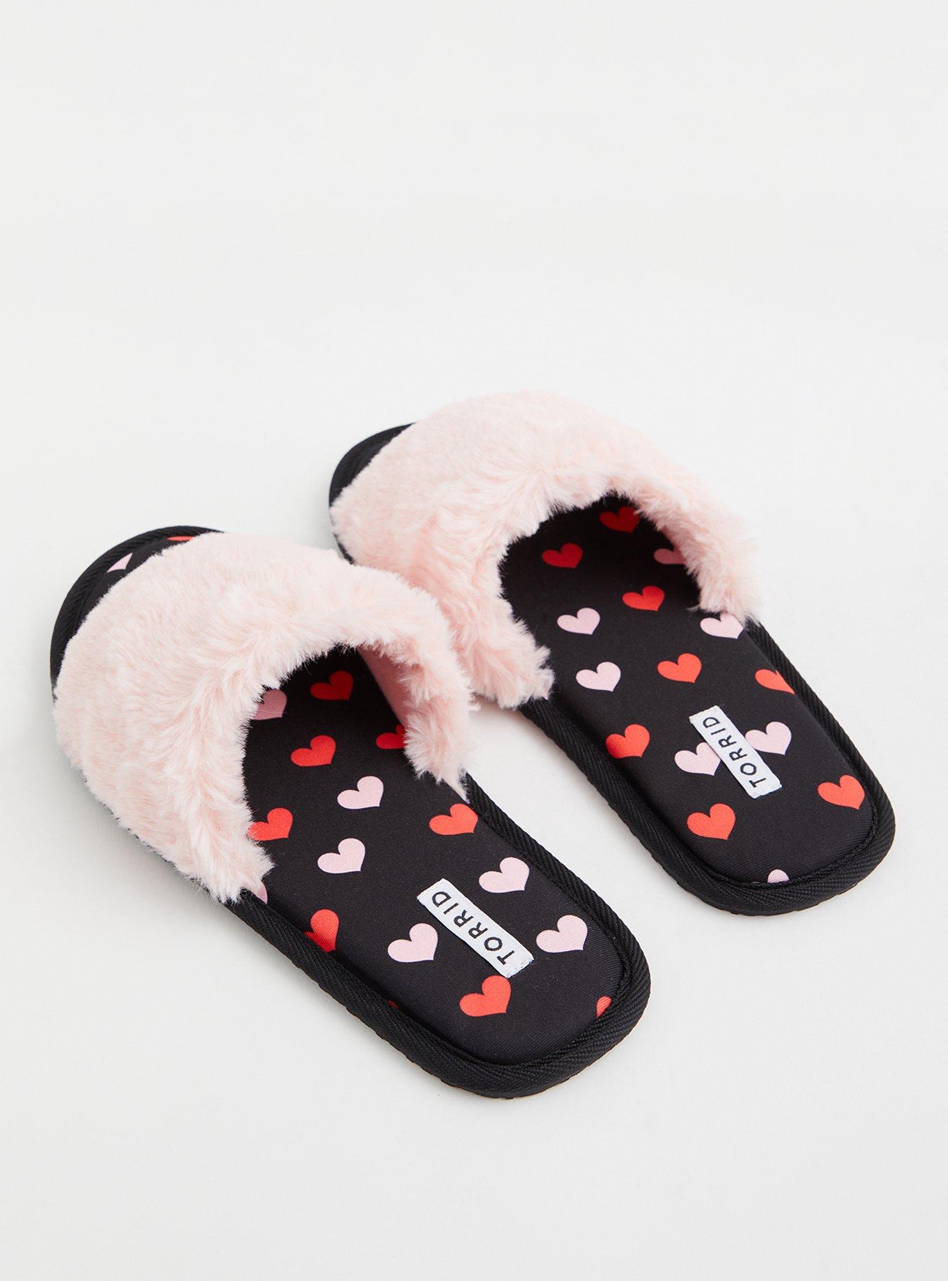 Plus Size - Pink Faux Fur Heart Slipper (WW) - Torrid