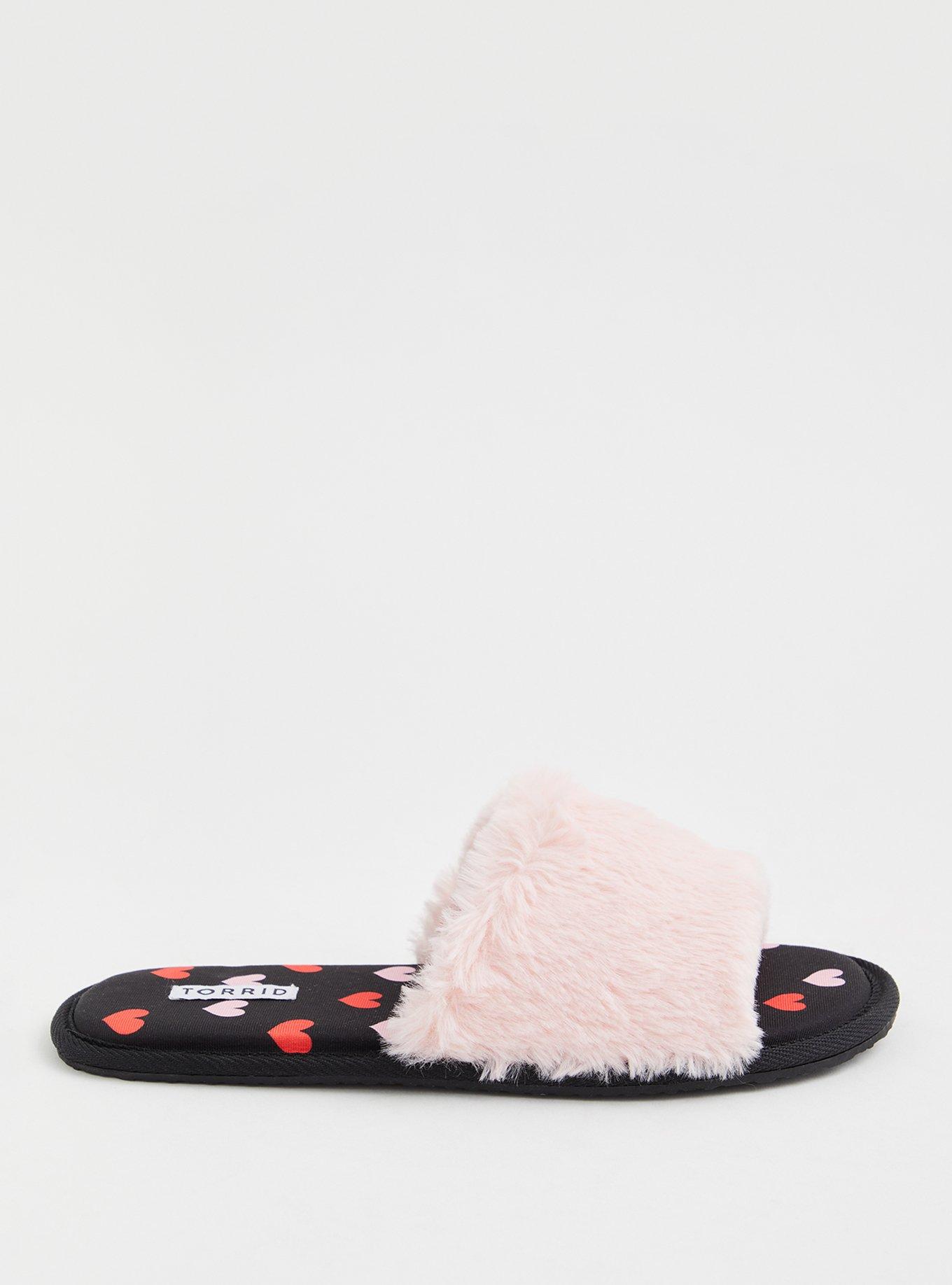 Plus Size - Pink Faux Fur Heart Slipper (WW) - Torrid