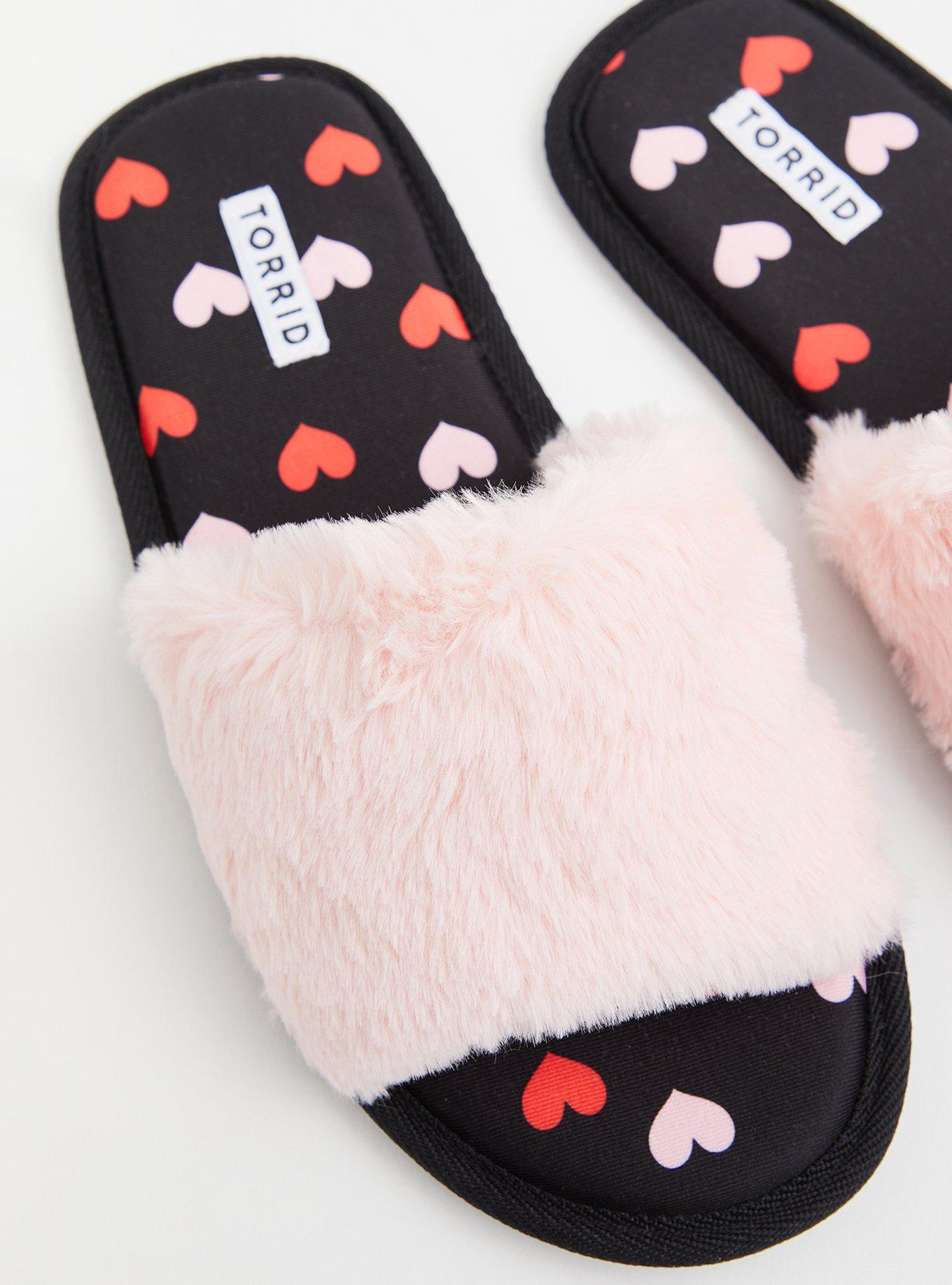Plus Size - Pink Faux Fur Heart Slipper (WW) - Torrid