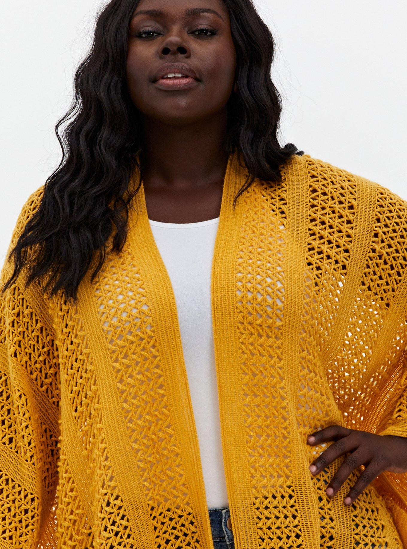 Plus Size - Golden Yellow Pointelle Ruana - Torrid