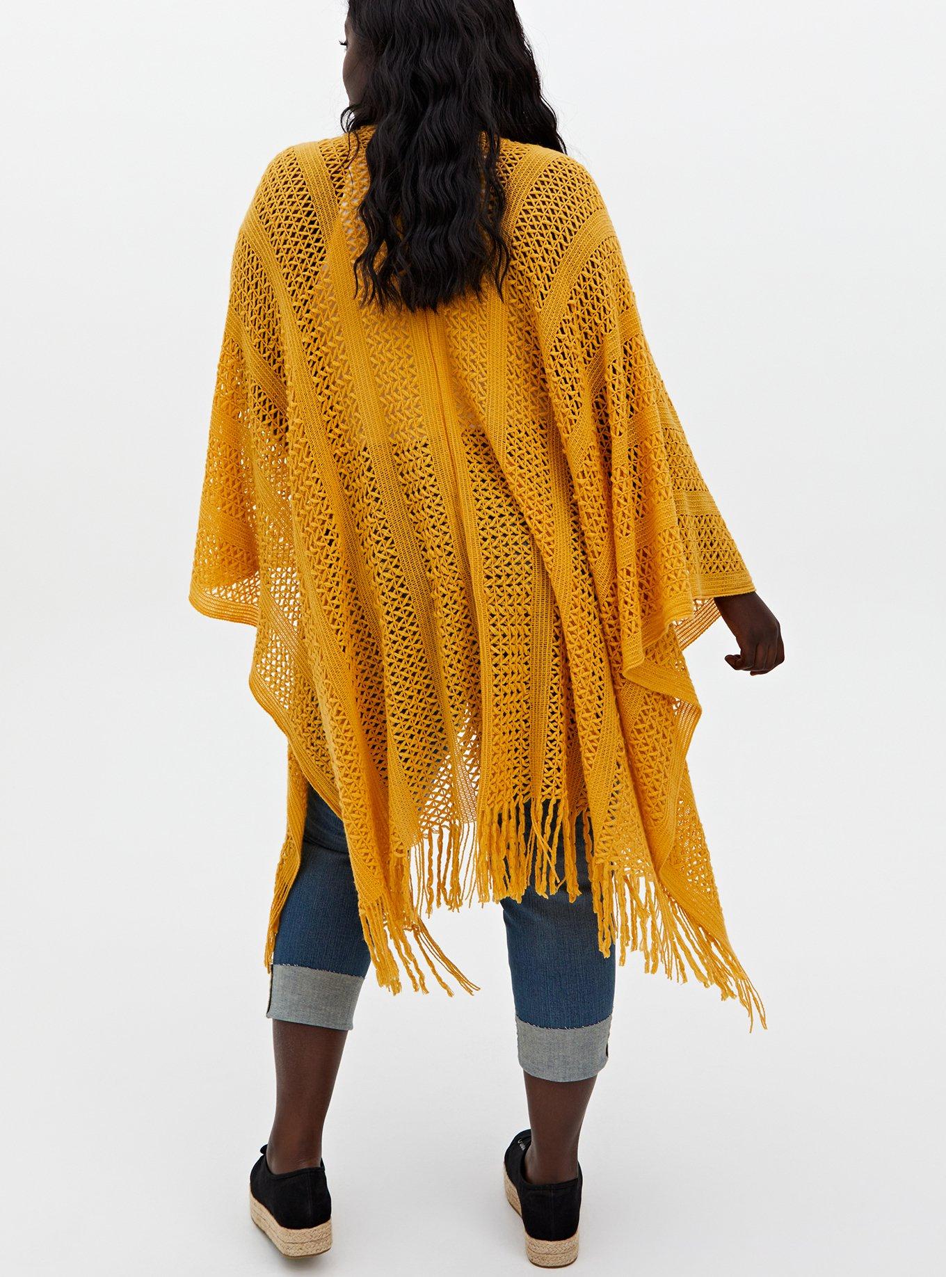 Plus Size - Golden Yellow Pointelle Ruana - Torrid