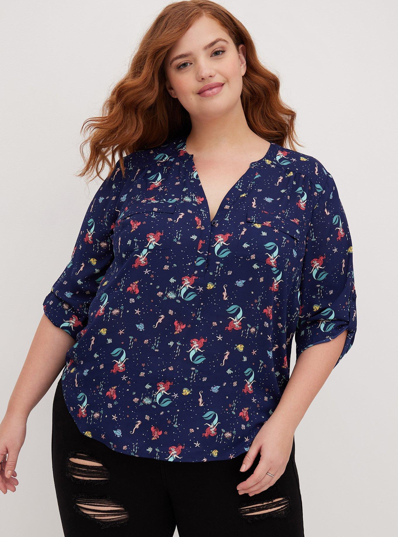 Plus Size - Disney The Little Mermaid Harper Blouse - Georgette Ariel ...