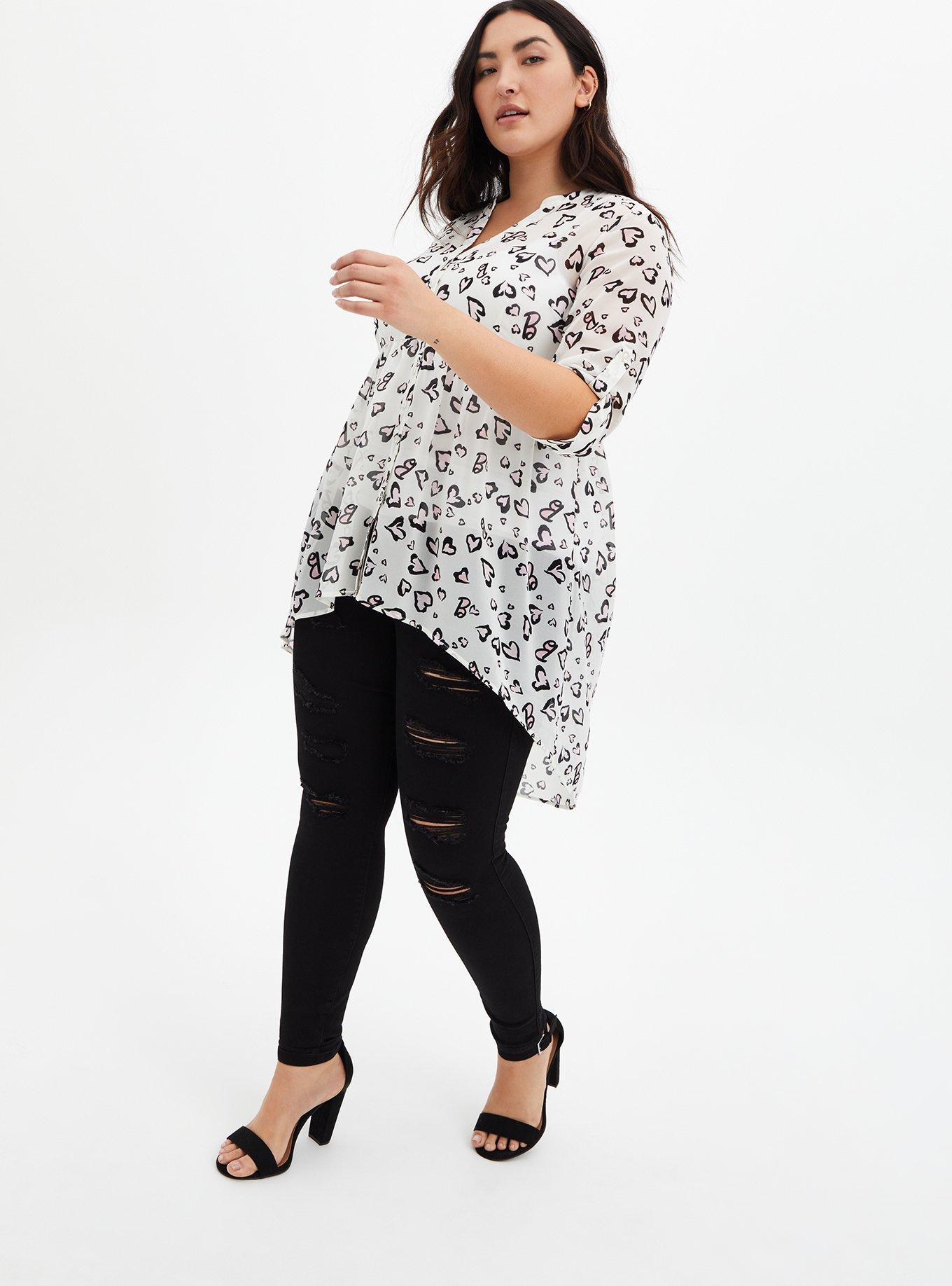Plus Size - Barbie Lexie - White Hearts Hi-Lo Babydoll - Torrid