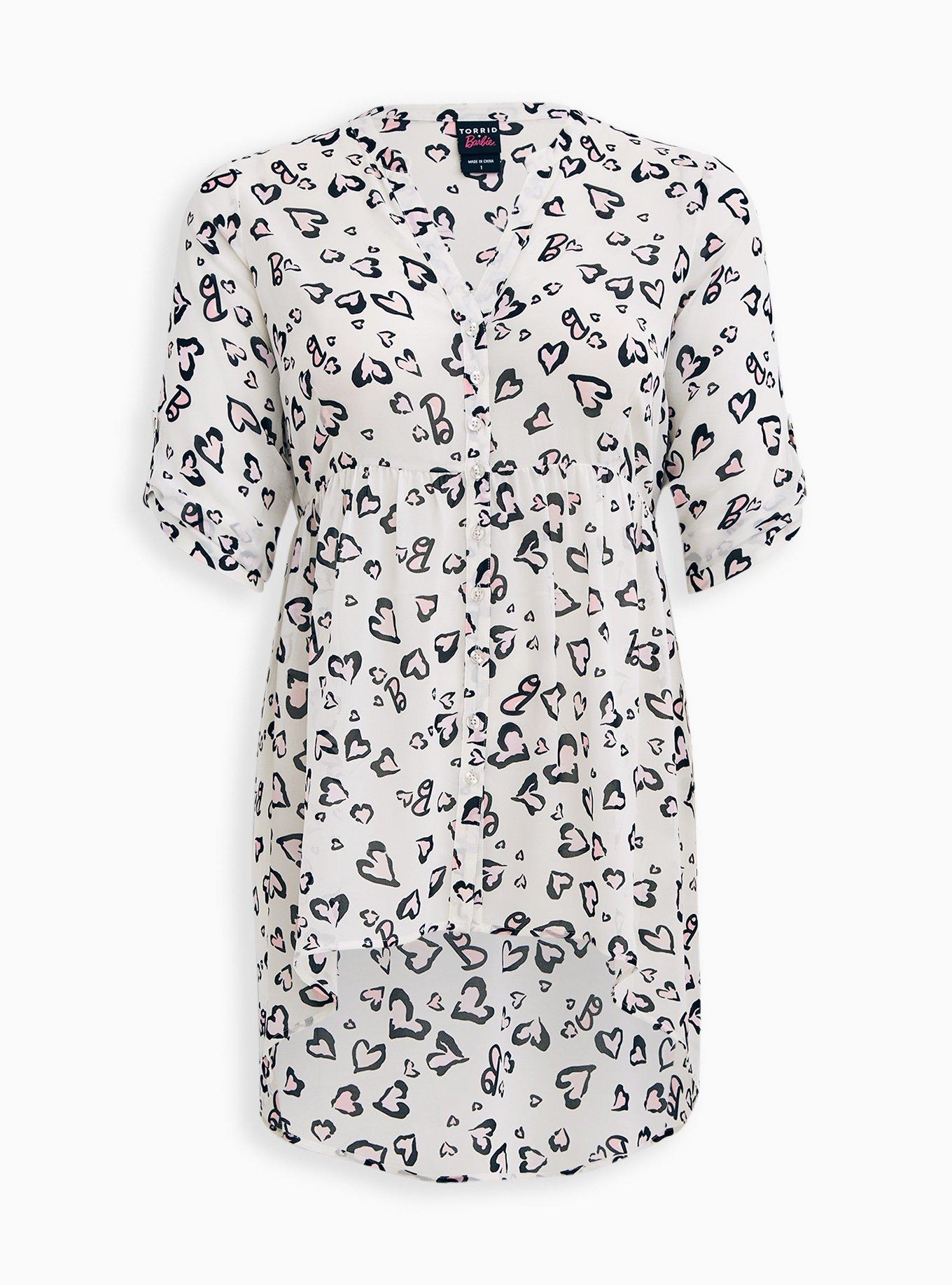 Plus Size - Barbie Lexie - White Hearts Hi-Lo Babydoll - Torrid