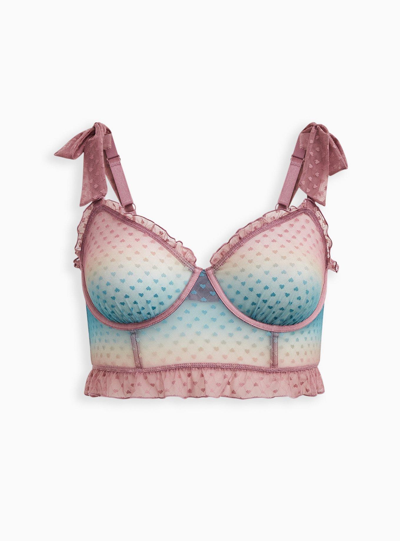 Plus Size - Heart Mesh Ruffle Underwire Bra - Torrid