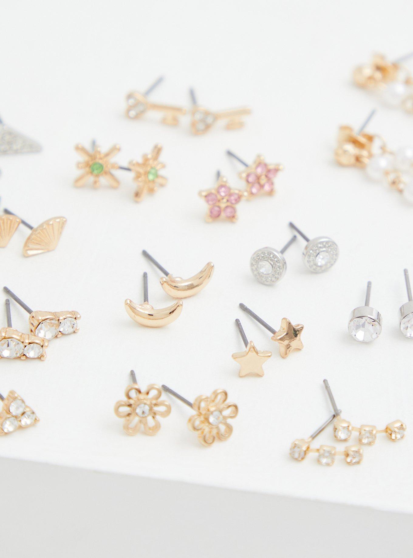 Plus Size - Gold-Tone Star Stud Earrings Set - Set of 18 - Torrid