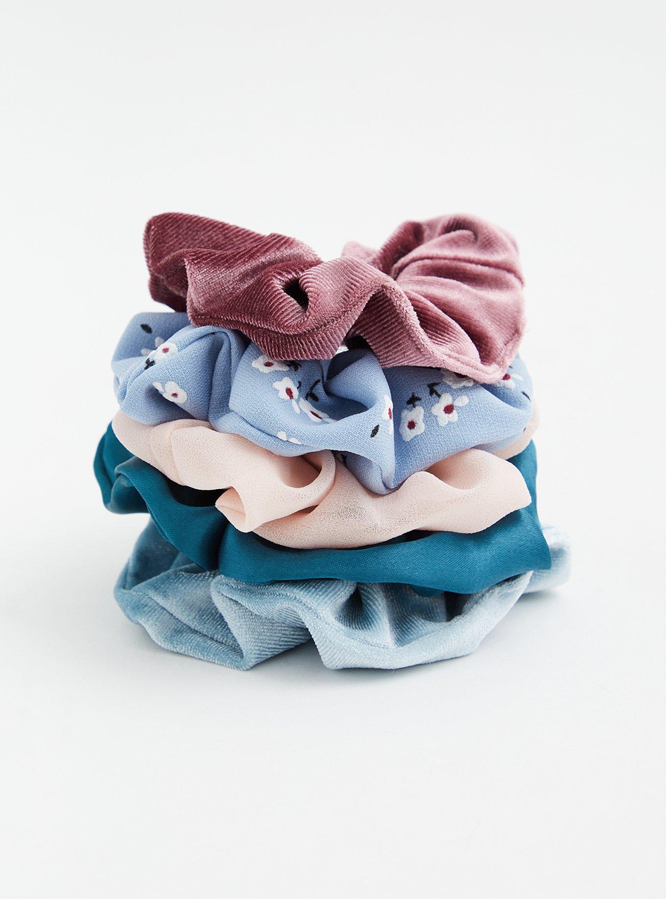 Plus Size - Blue Floral & Pink Hair Tie Pack - Pack of 5 - Torrid
