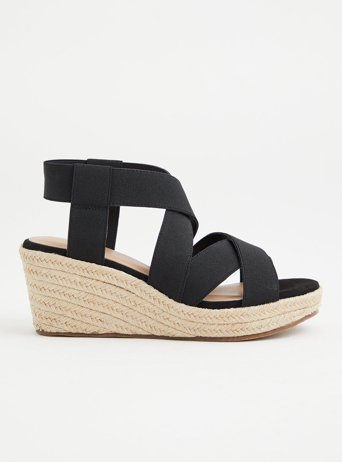Plus Size - Black Elastic Band Espadrille Wedge (WW) - Torrid