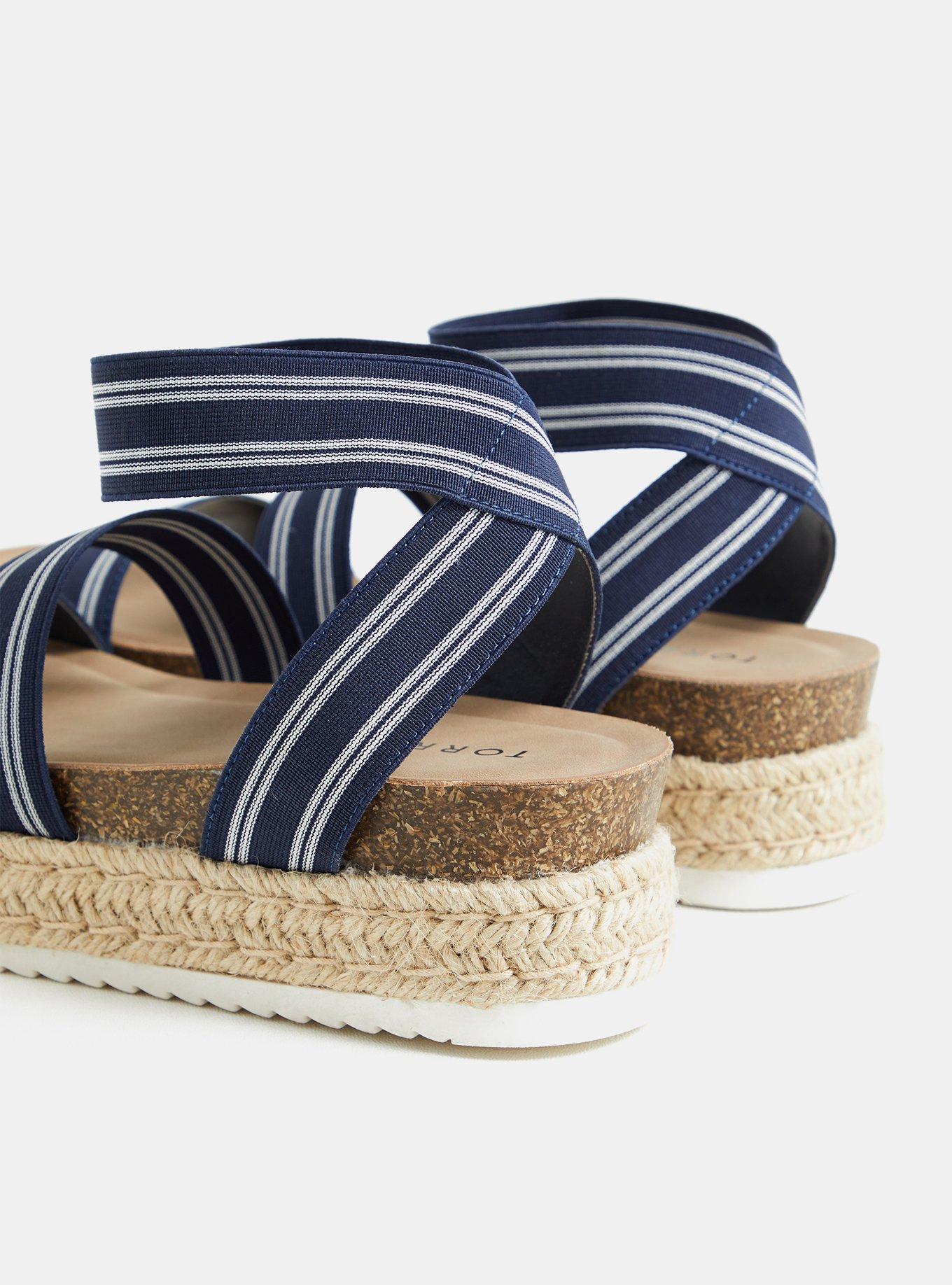 Plus Size - Navy Striped Espadrille Flatform (WW) - Torrid