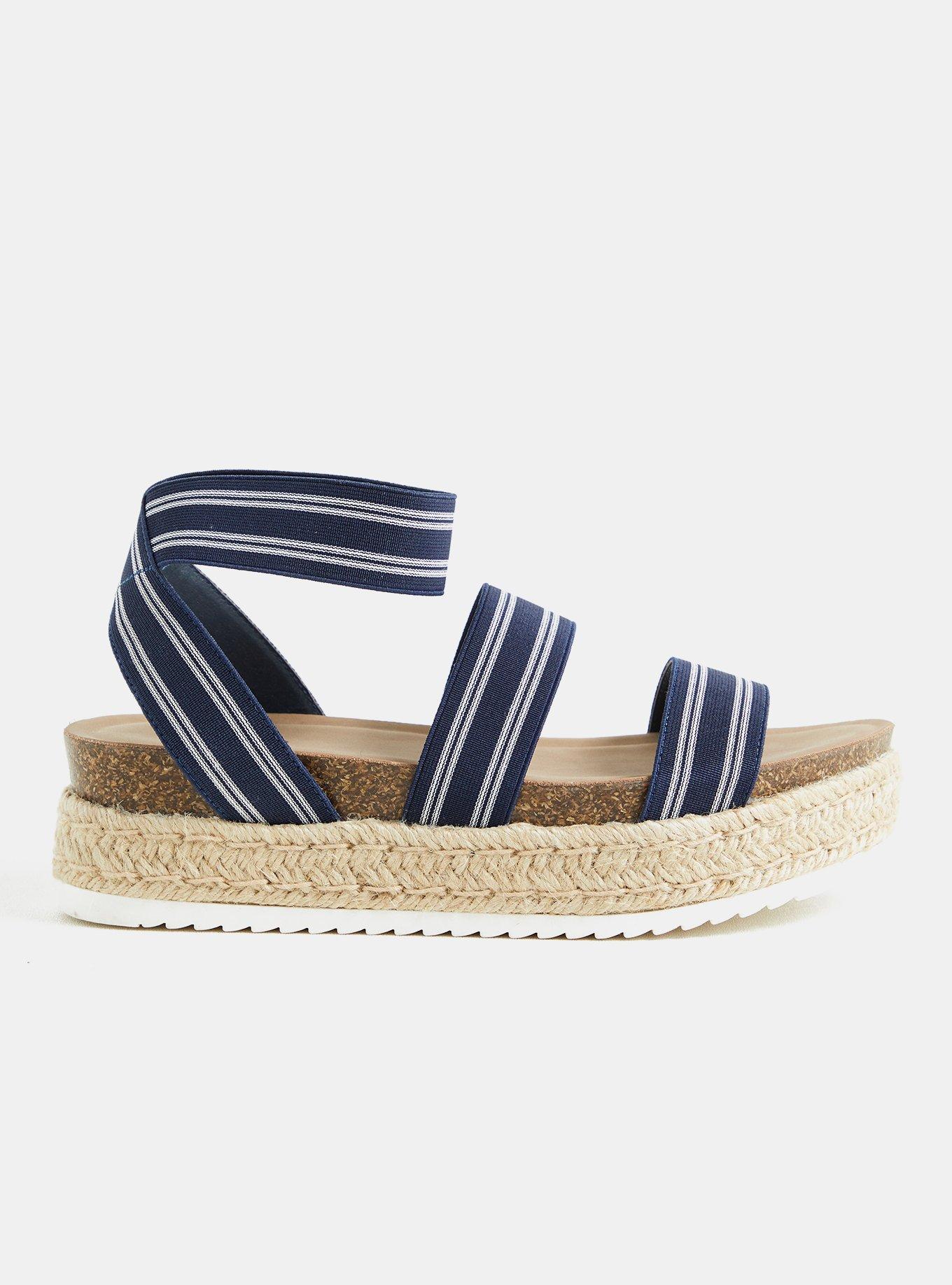 Plus Size - Navy Striped Espadrille Flatform (WW) - Torrid