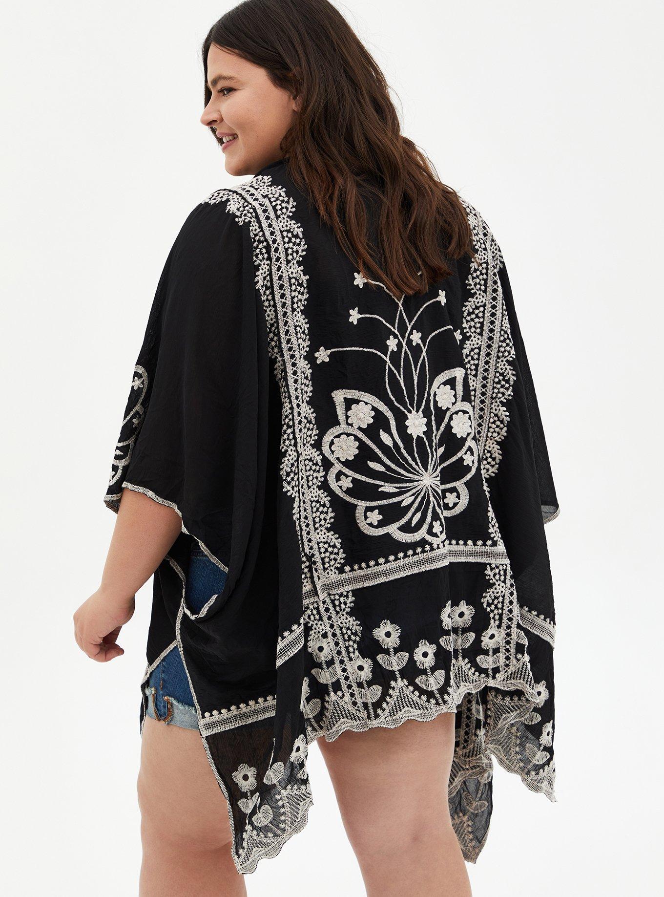 Plus Size - Black & White Floral Ruana - Torrid
