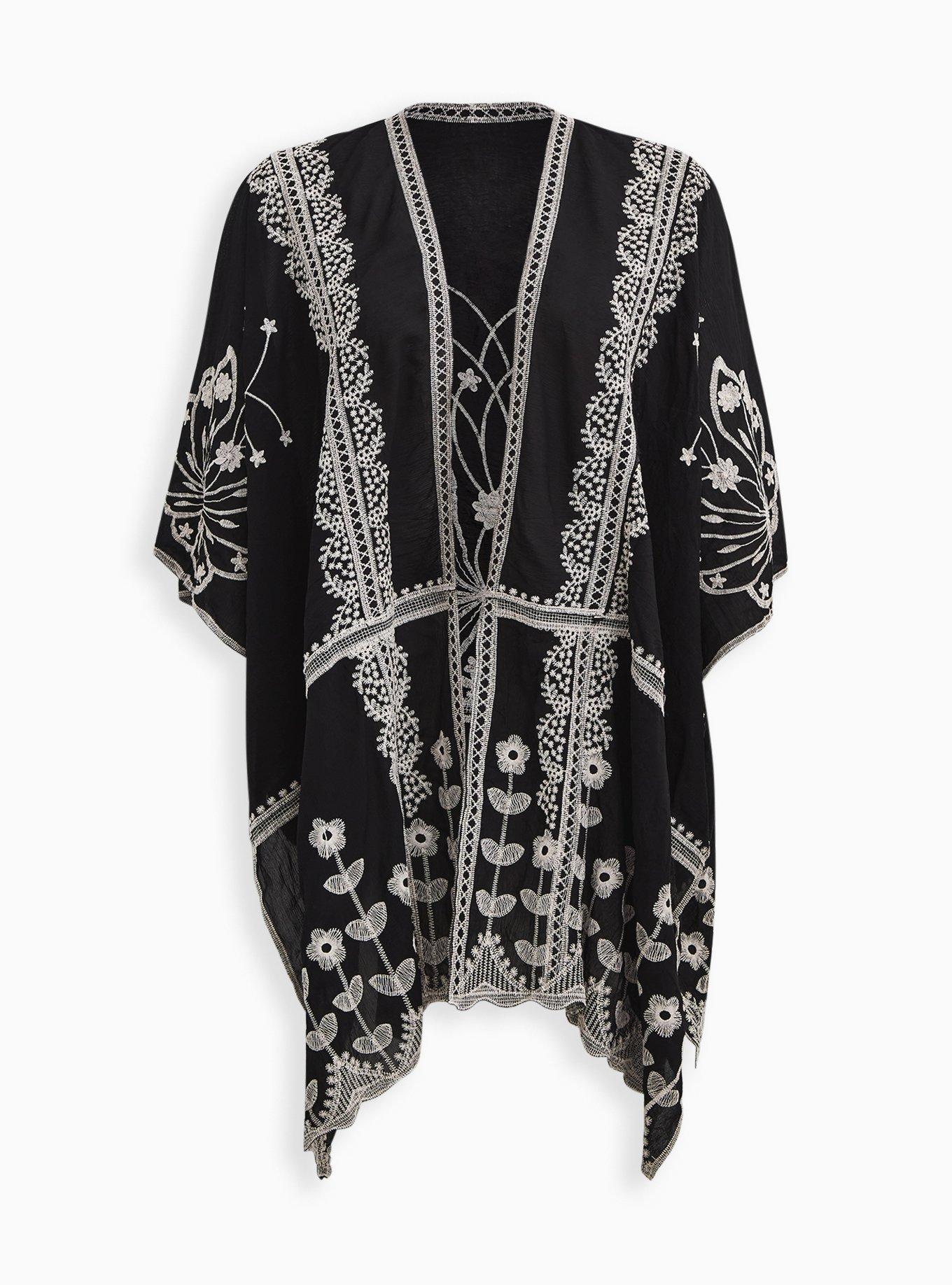 Plus Size - Black & White Floral Ruana - Torrid
