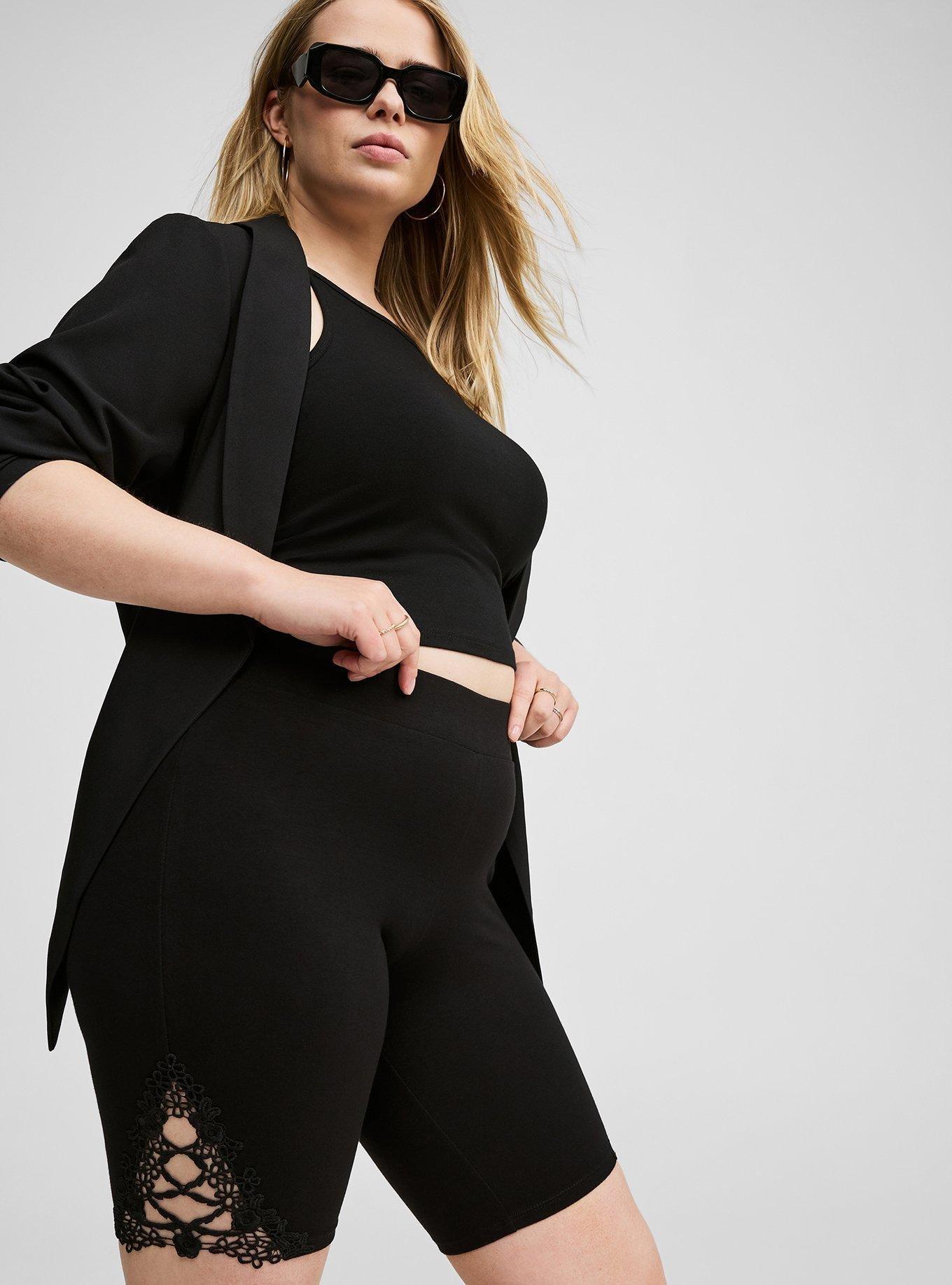 Plus Size - Black Crochet Side Inset Bike Short - Torrid
