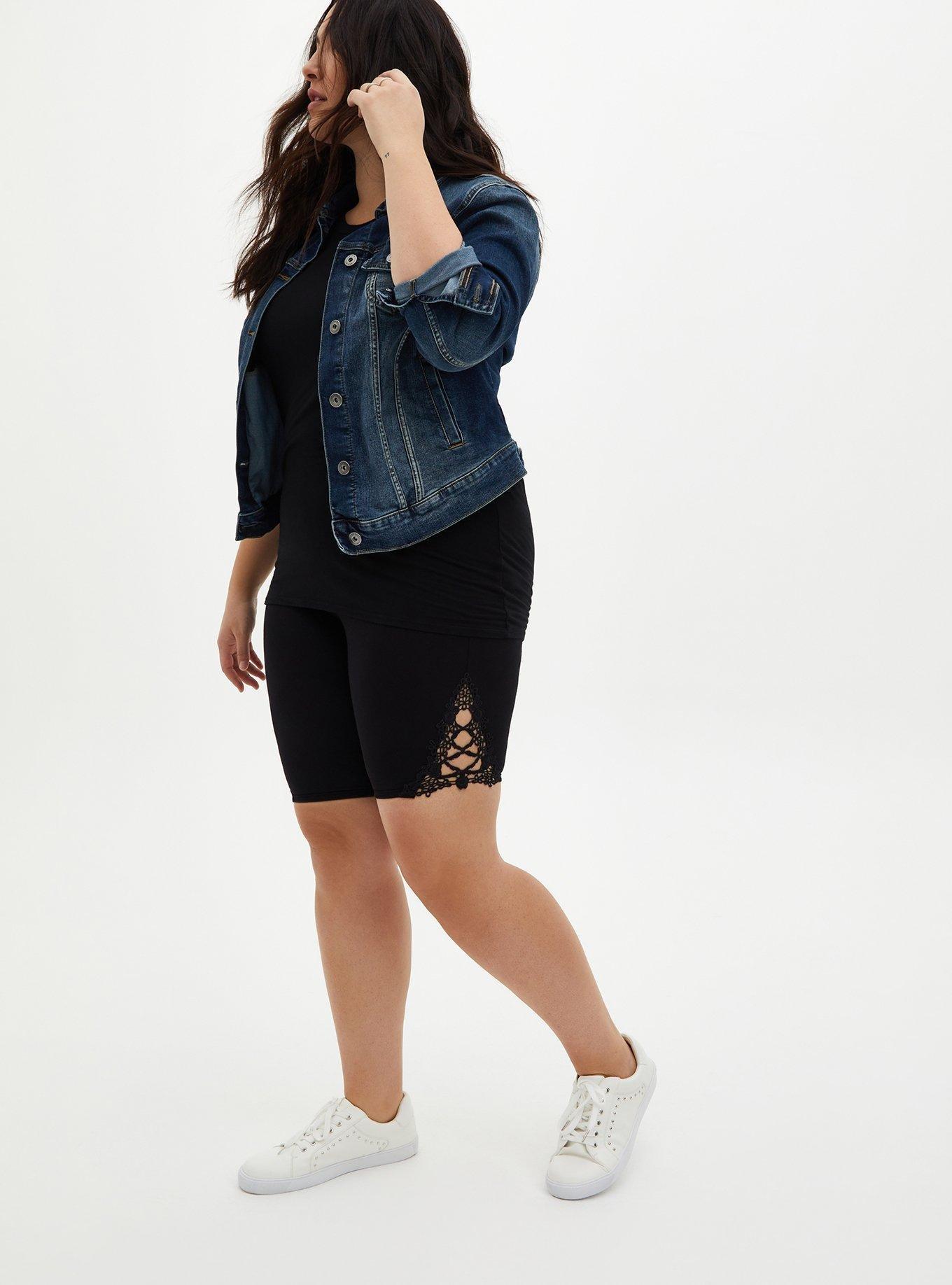 Plus Size - Black Crochet Side Inset Bike Short - Torrid