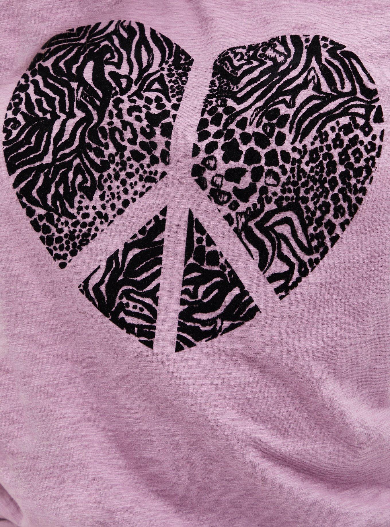 Plus Size - Off Shoulder Tee - Heritage Slub Peace Heart Vintage Purple ...