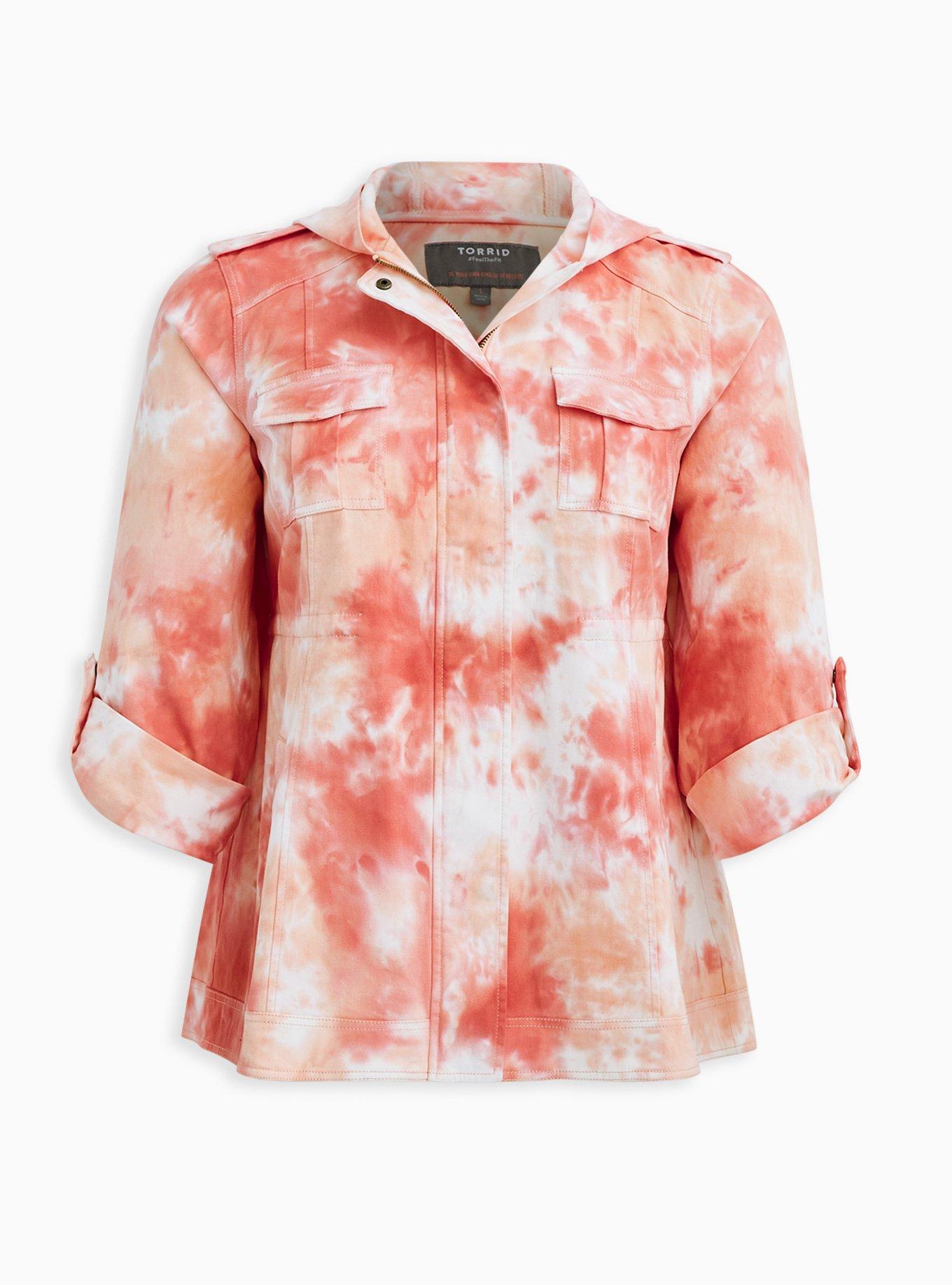 Plus Size - Pink Tie-Dye Twill Anorak - Torrid