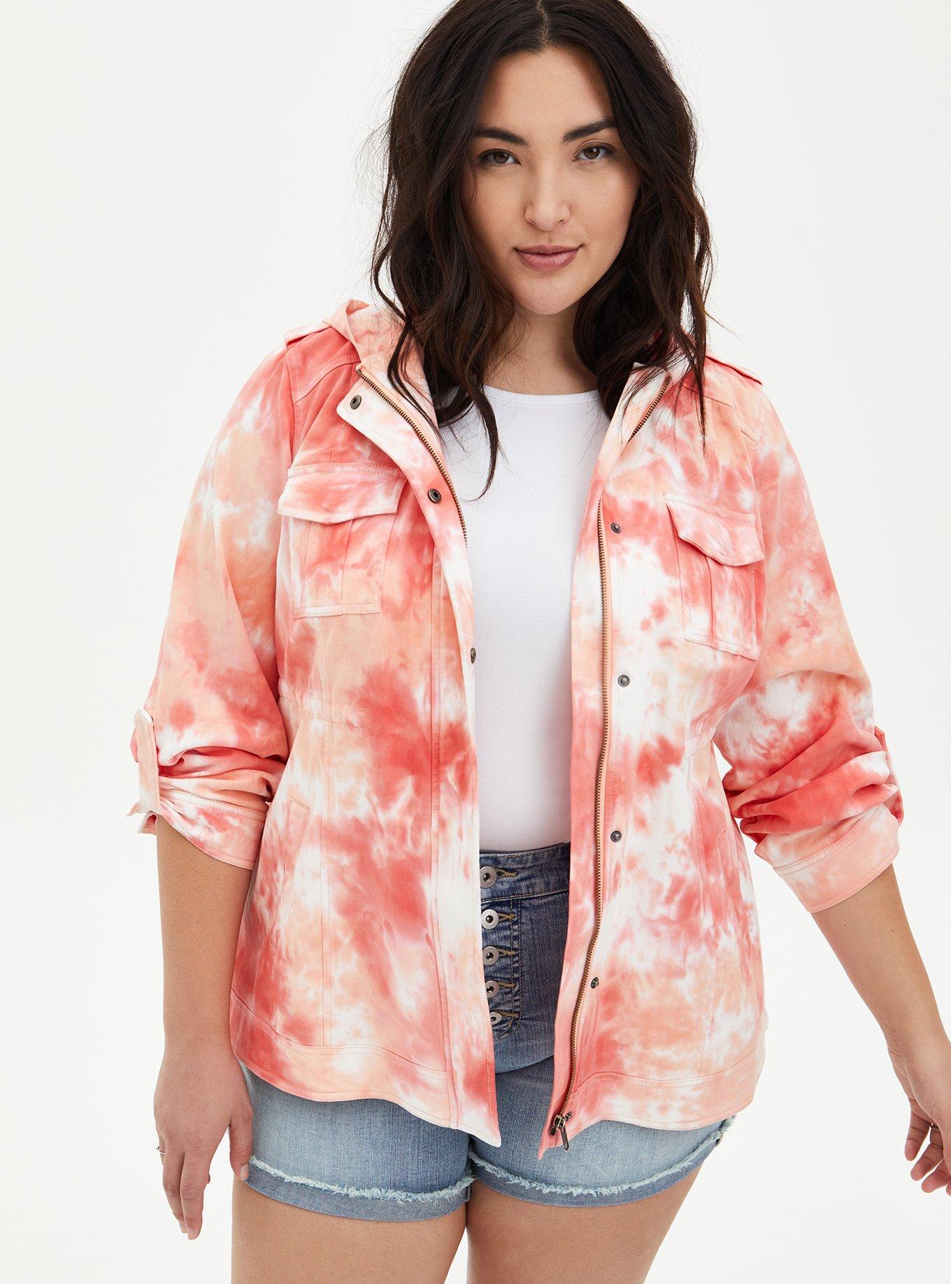 Plus Size - Pink Tie-Dye Twill Anorak - Torrid