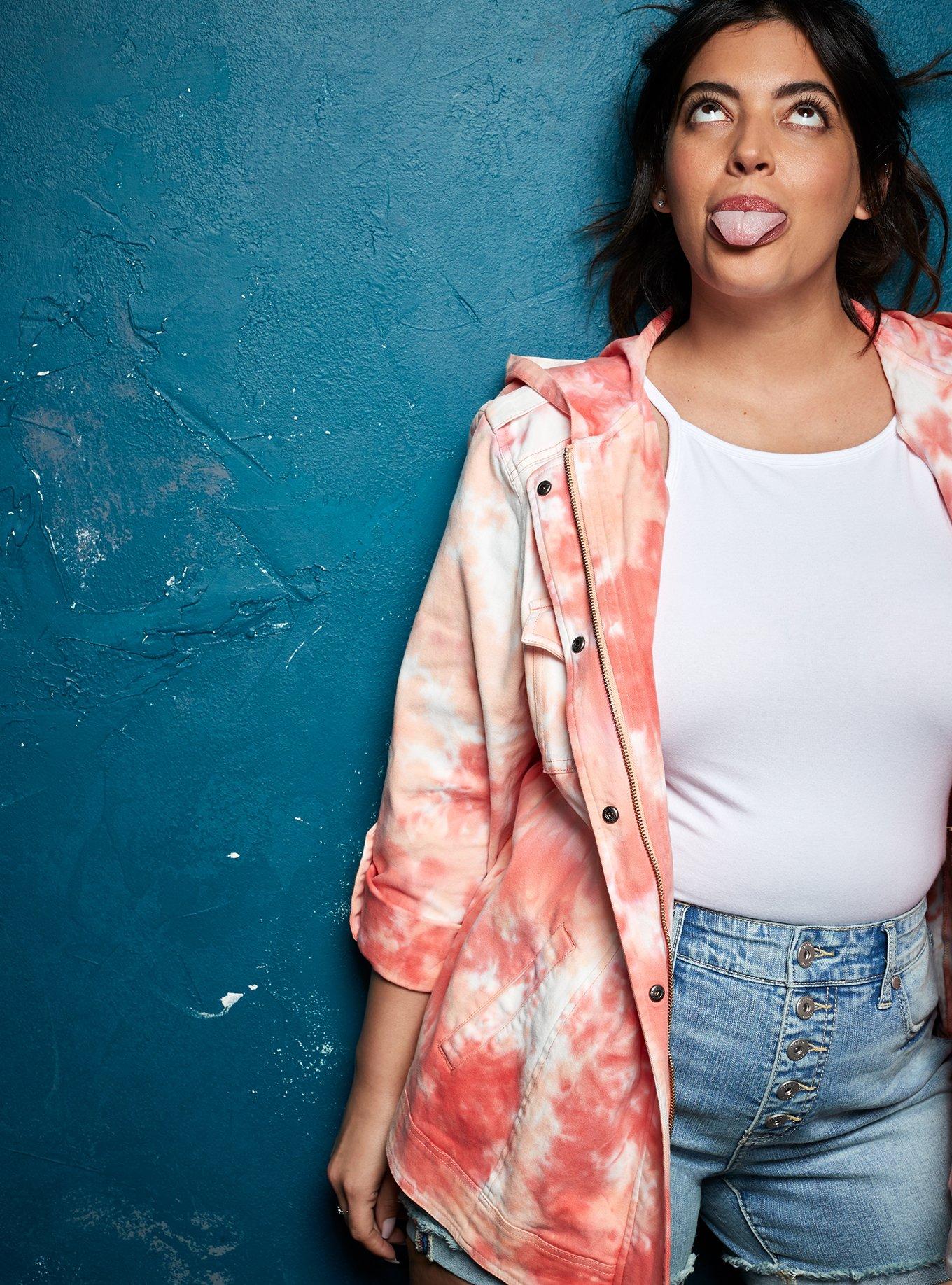 Plus Size - Pink Tie-Dye Twill Anorak - Torrid