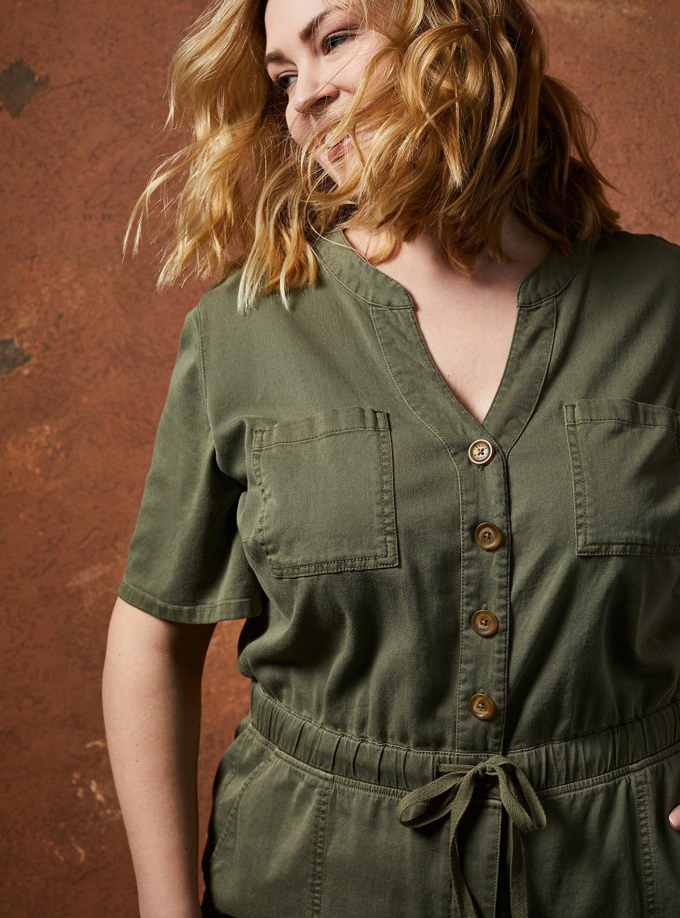 Plus Size - Olive Green Utility Jumpsuit - Torrid