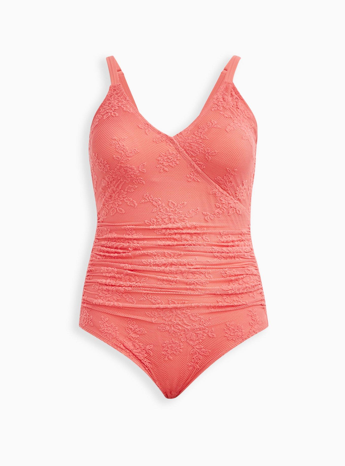 Plus Size - Coral Surplice Swim One Piece - Torrid