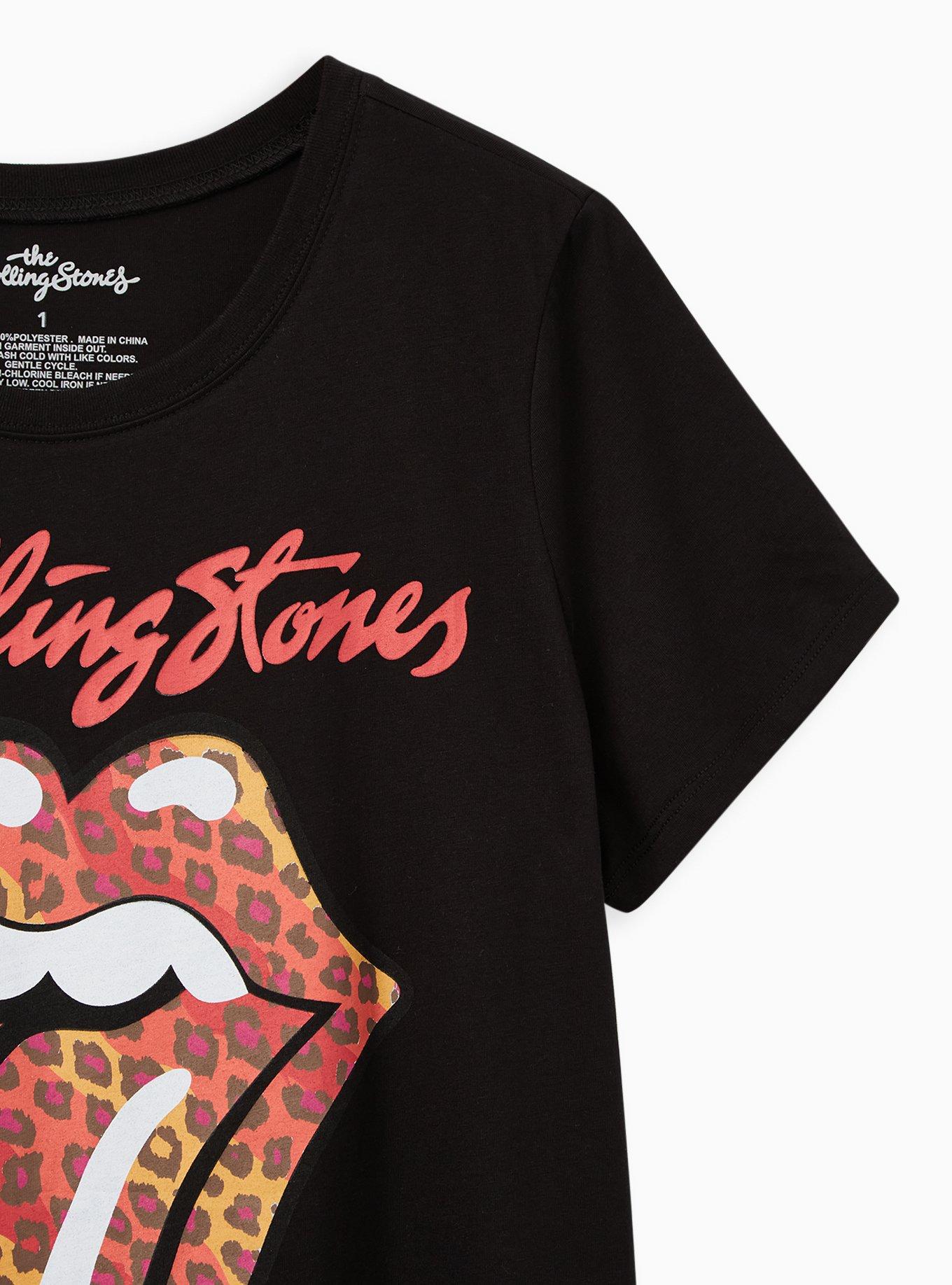 Plus Size - Classic Fit Tunic Tee - Rolling Stones Leopard Black - Torrid