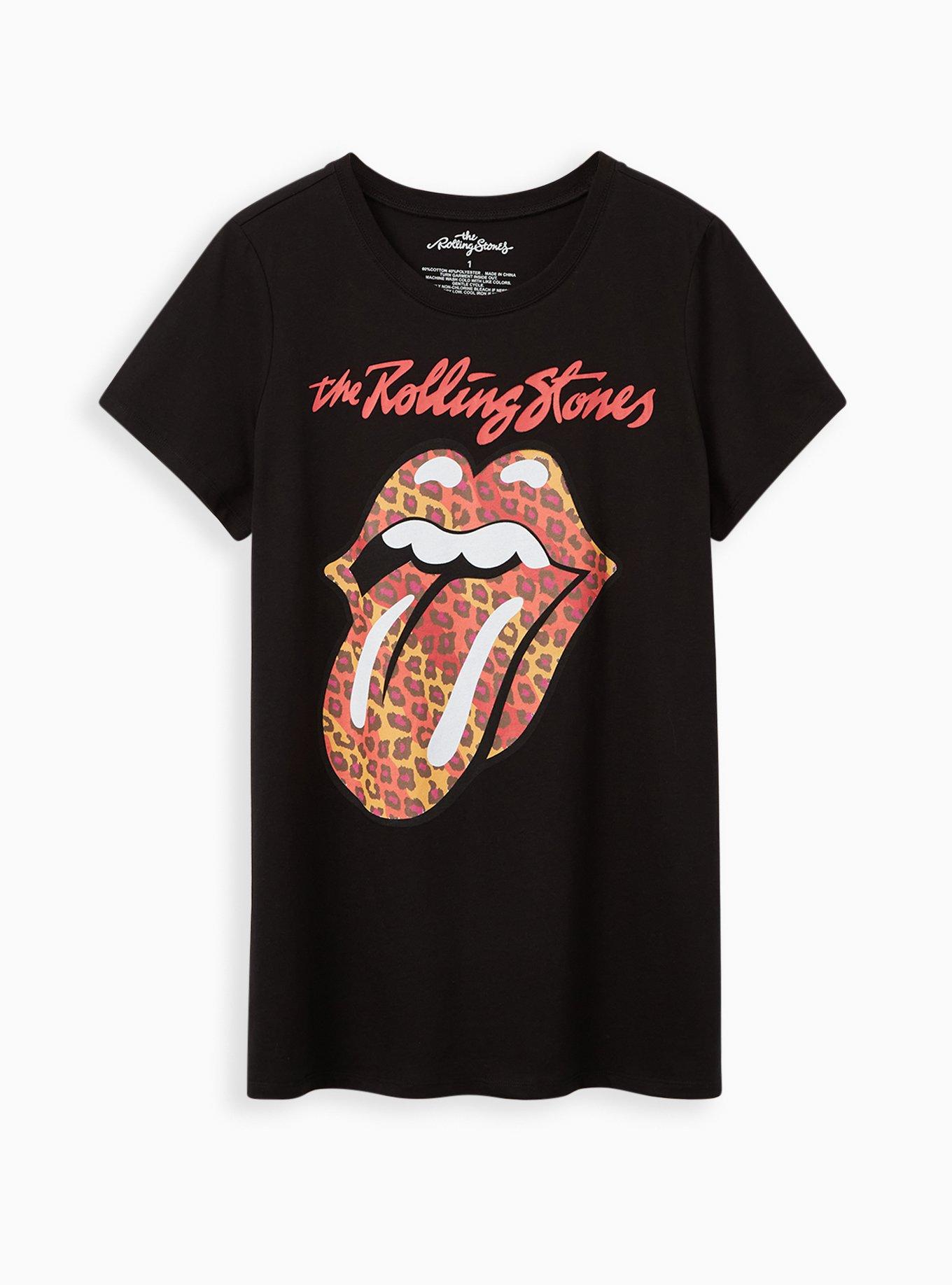 Plus Size - Classic Fit Tunic Tee - Rolling Stones Leopard Black - Torrid