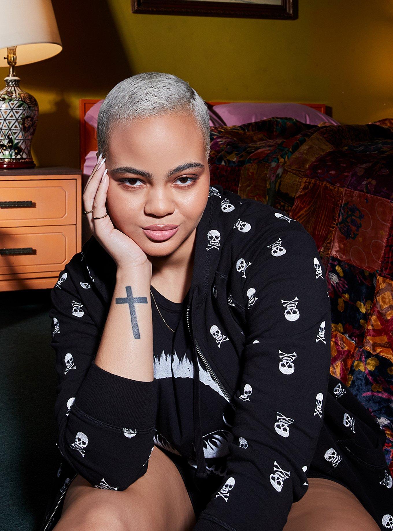 Plus Size - LoveSick Embroidered Black Wash Zip Up Hoodie - Torrid