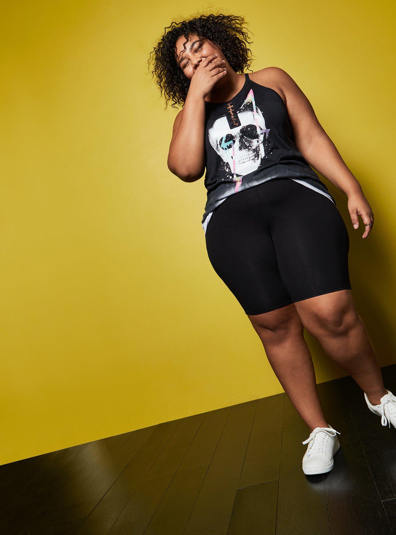 Plus Size - LoveSick Black & Ivory Tie-Dye Skull High Neck Tank - Torrid